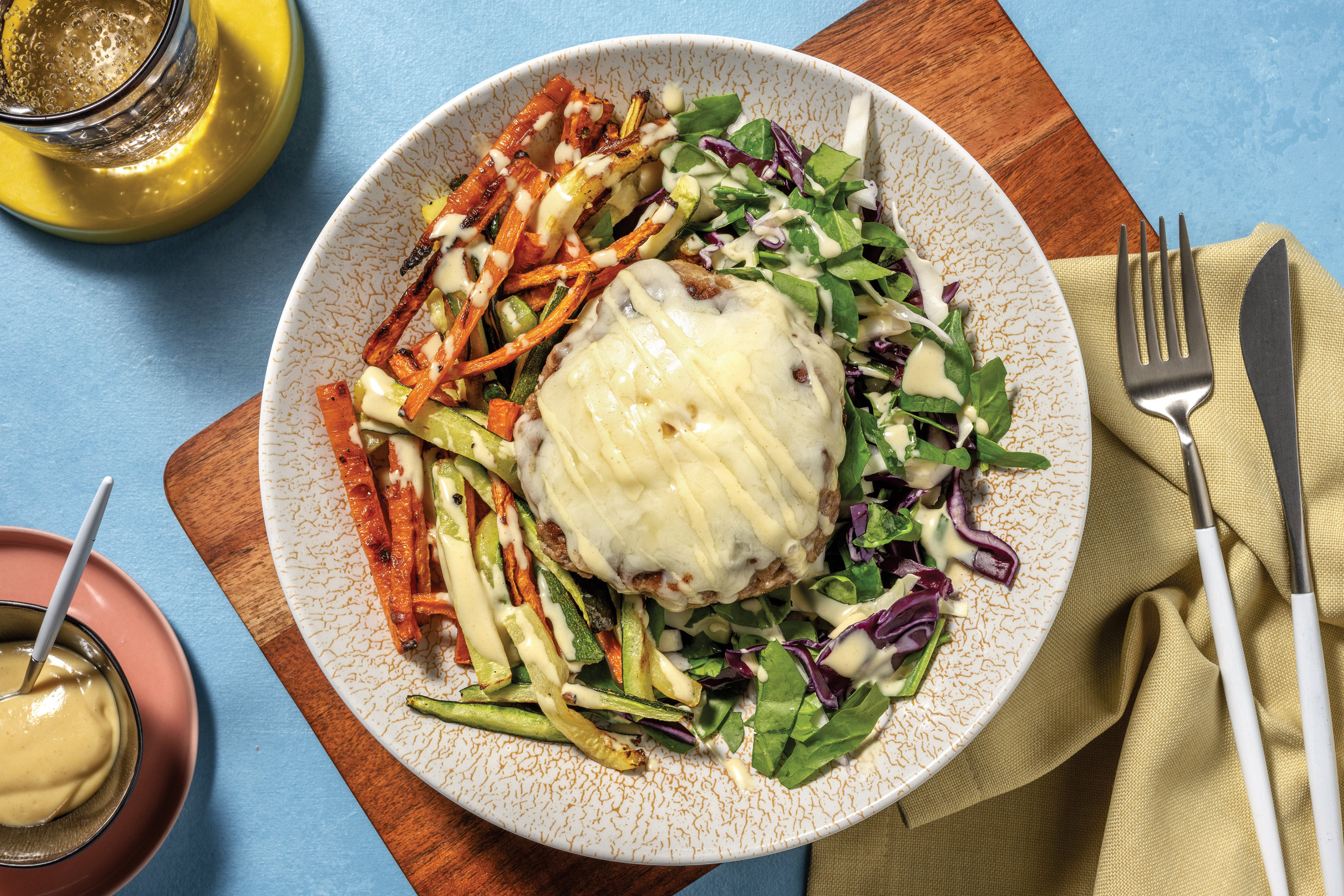 Cheesy Bunless Beef Burger Bowl Recipe | HelloFresh
