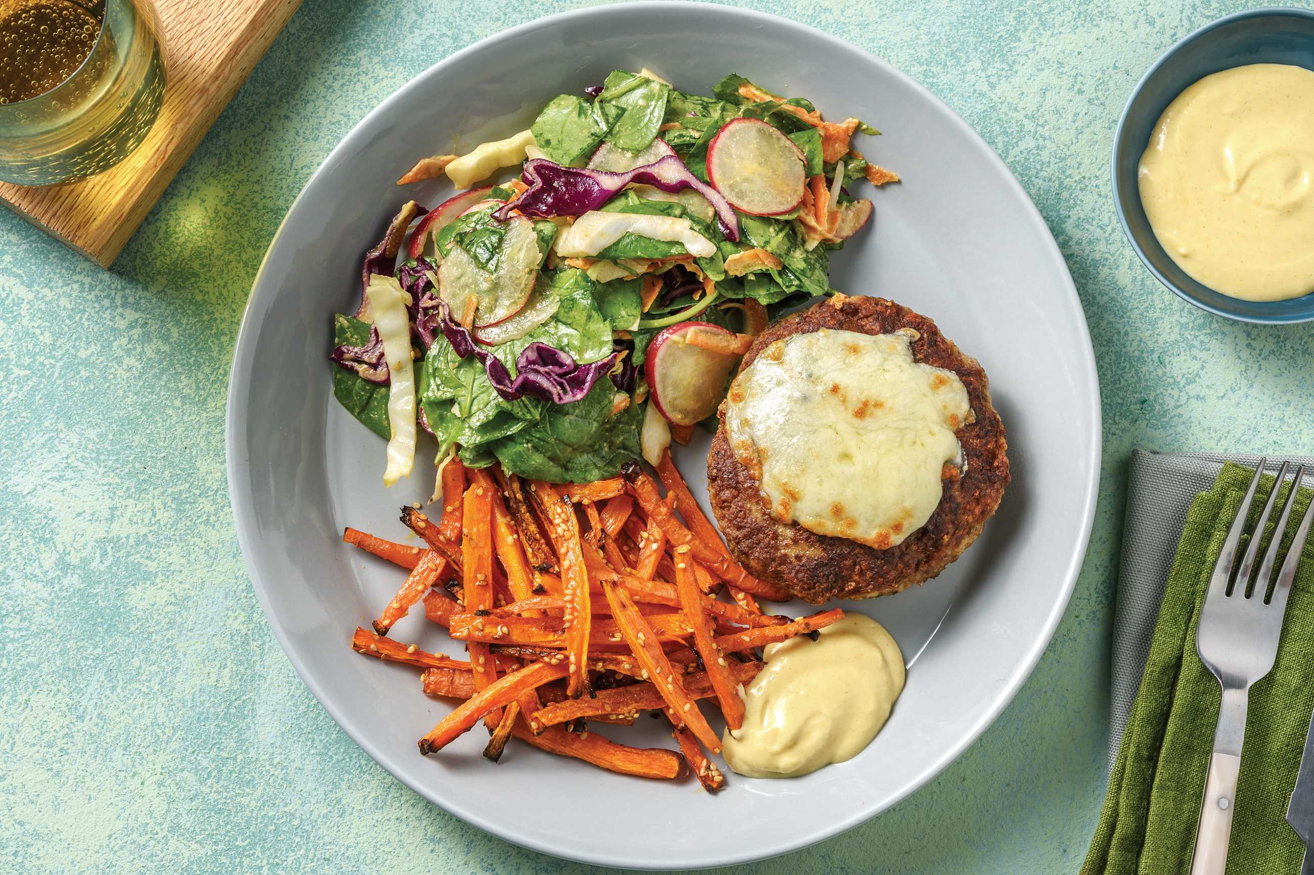 Quick Cheesy Bunless Beef Burgers Recipe | HelloFresh