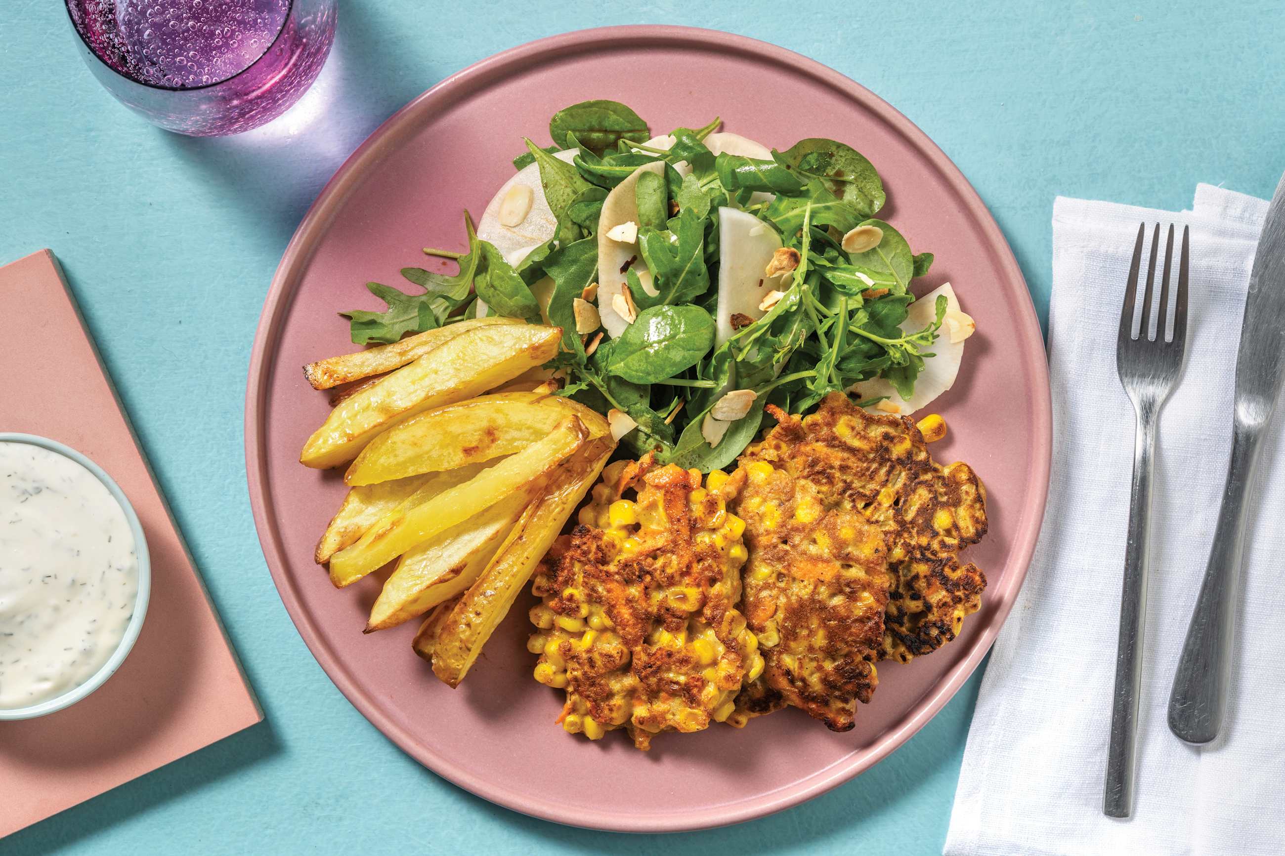 Cheesy Corn Fritters & Fries Recipe | HelloFresh