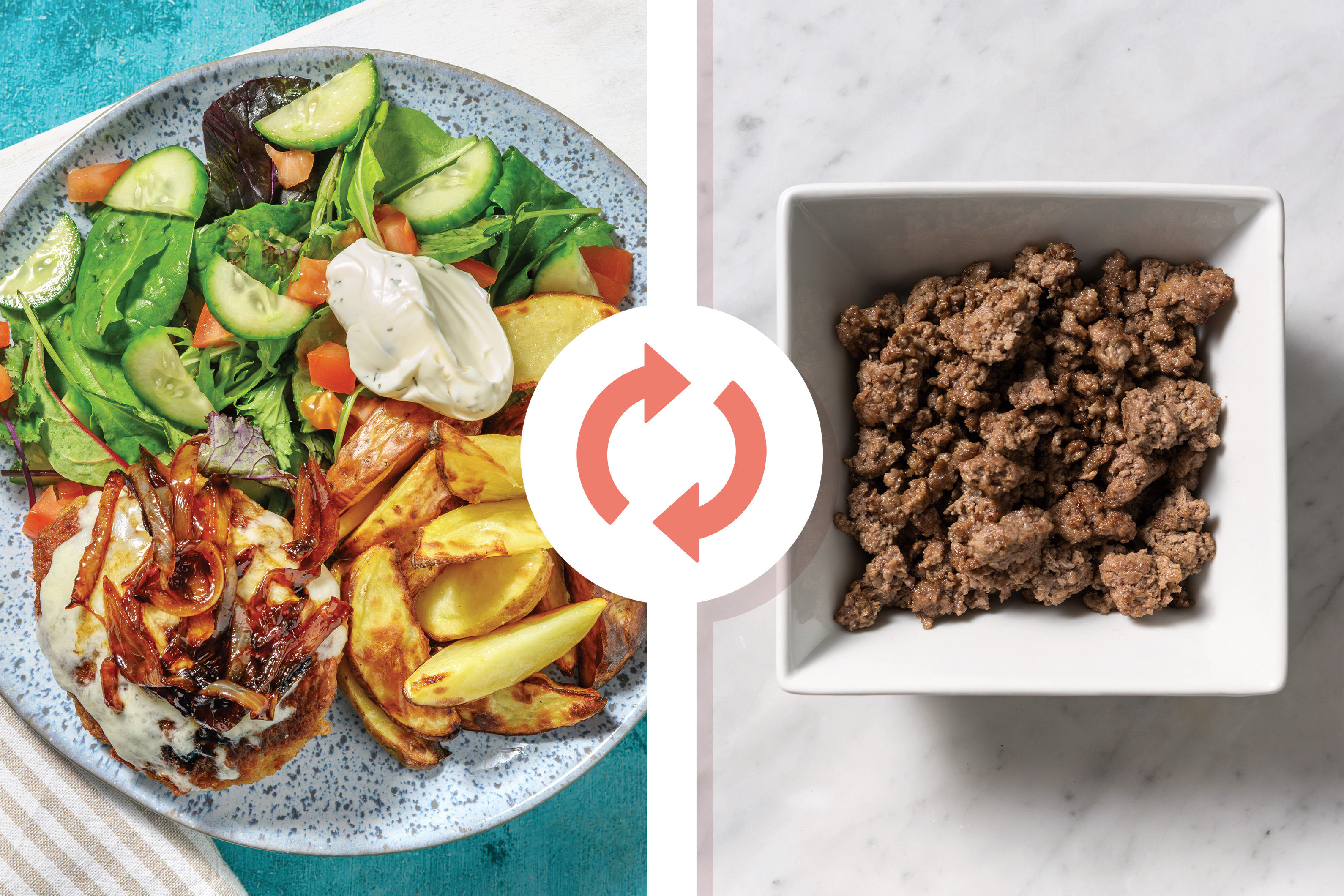 Cheesy Beef & Caramelised Onion Patties Recipe | HelloFresh