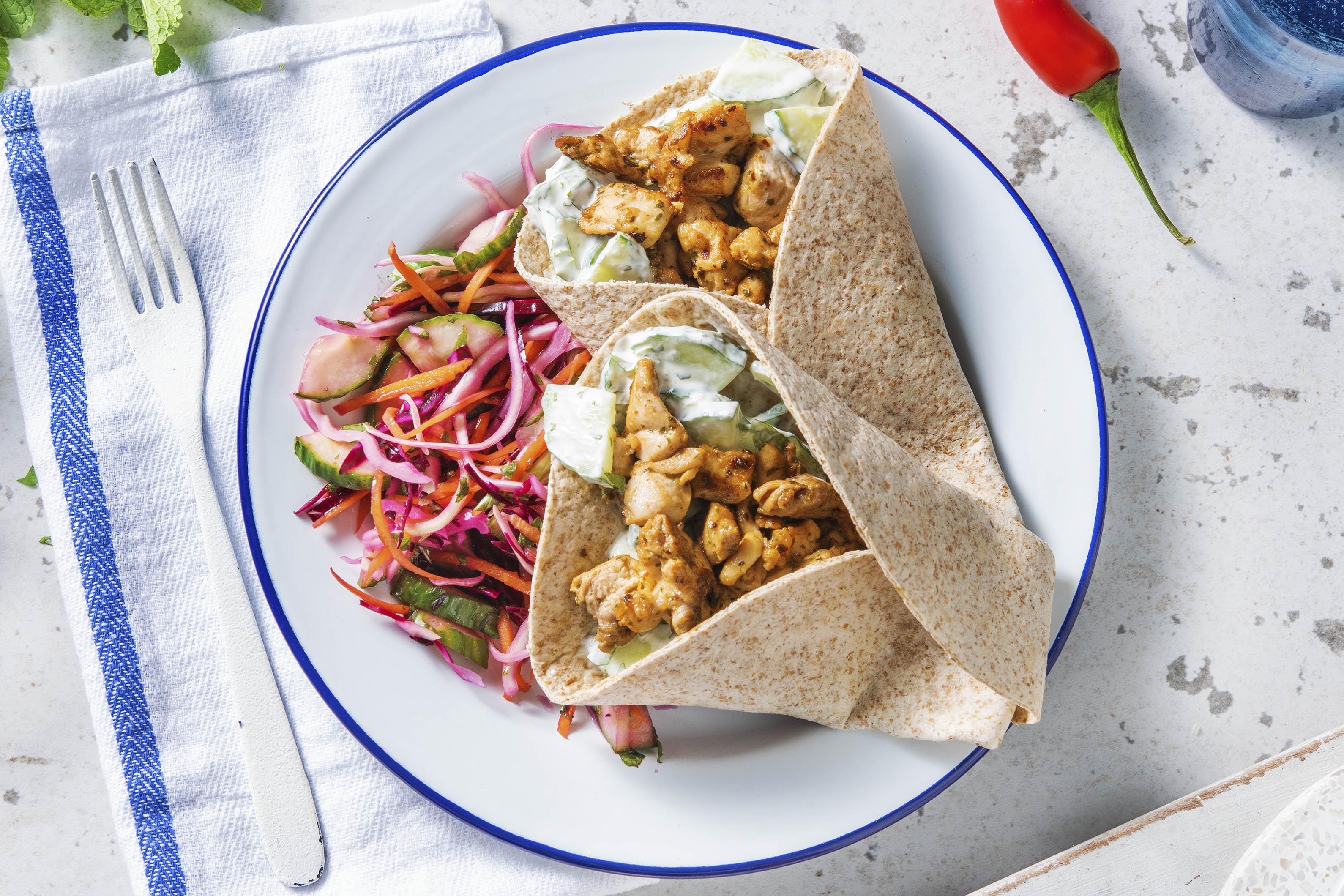 Chicken Wraps with Tzatziki and Slaw Recipe | HelloFresh