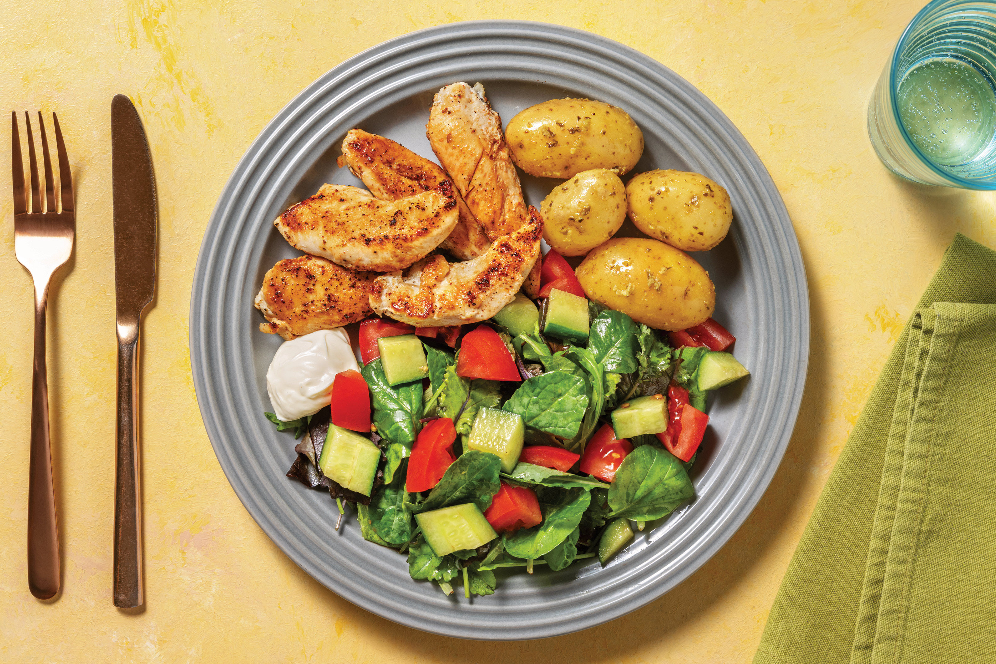 All-American Chicken with Garlic-Herb Potatoes & Smokey Aioli Recipe ...