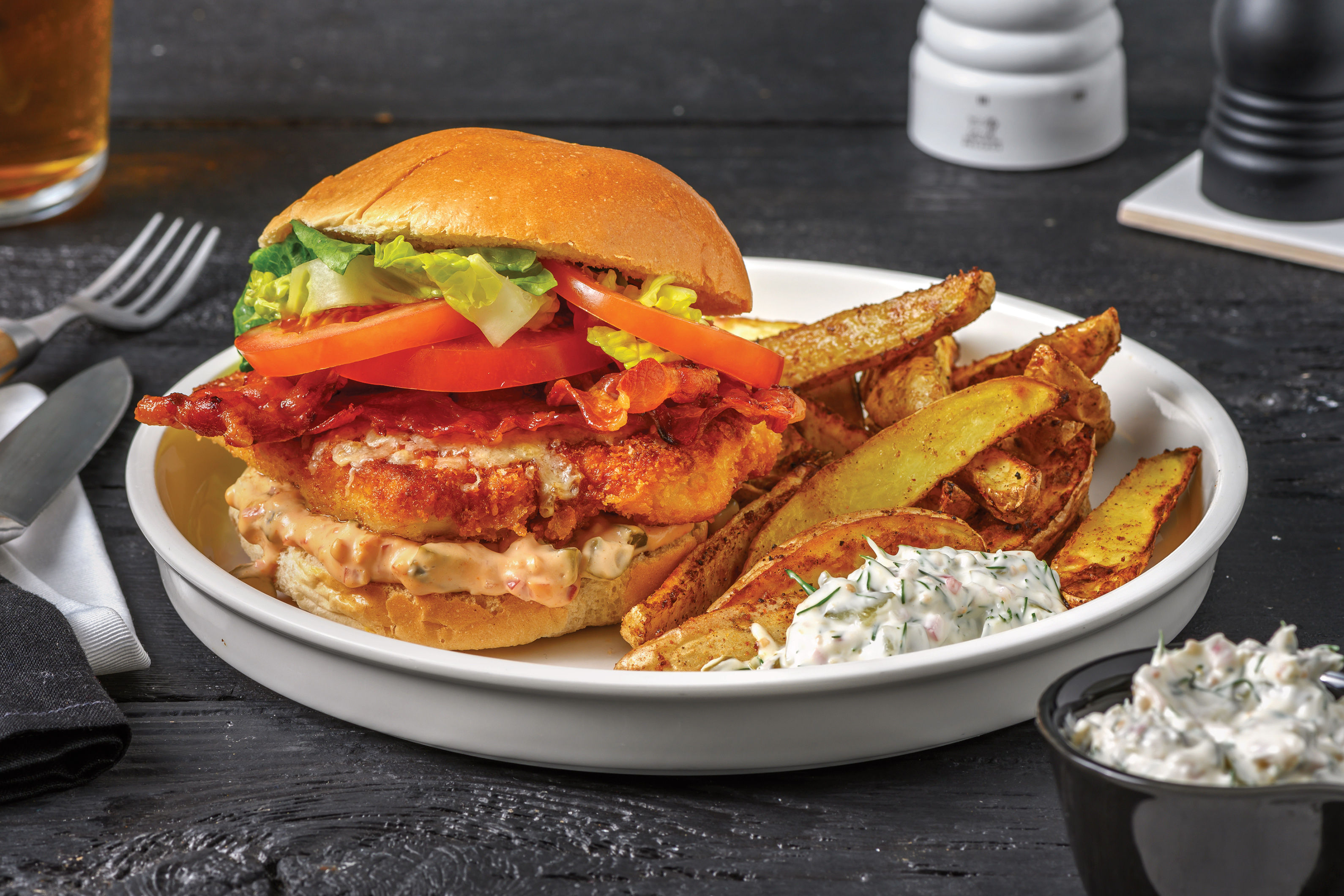 Chicken Schnitzel Burger & Caramelised Bacon Recipe | HelloFresh