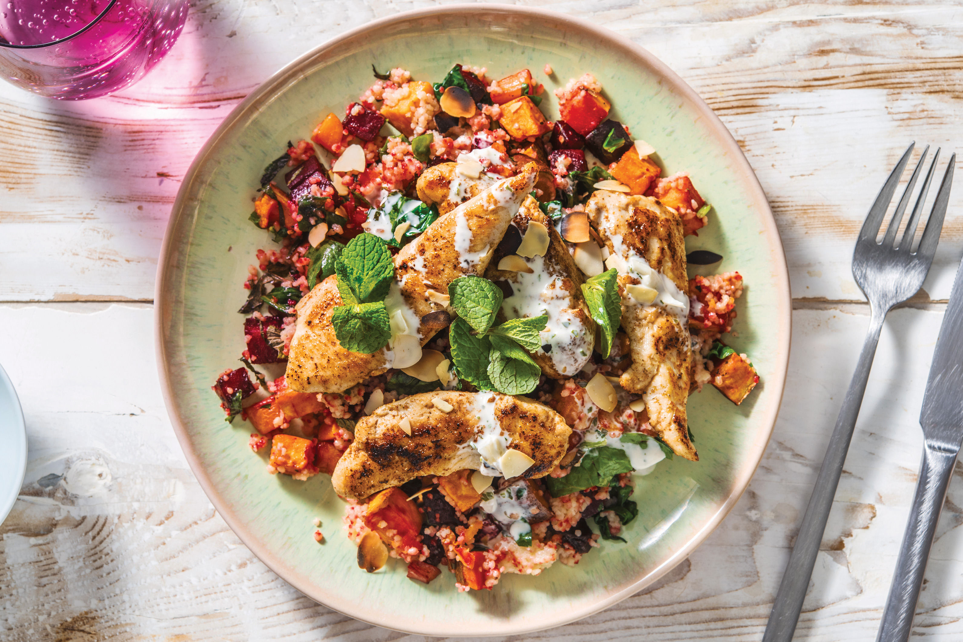 Spiced Chicken Strips & Roast Veggie Couscous Recipe | HelloFresh