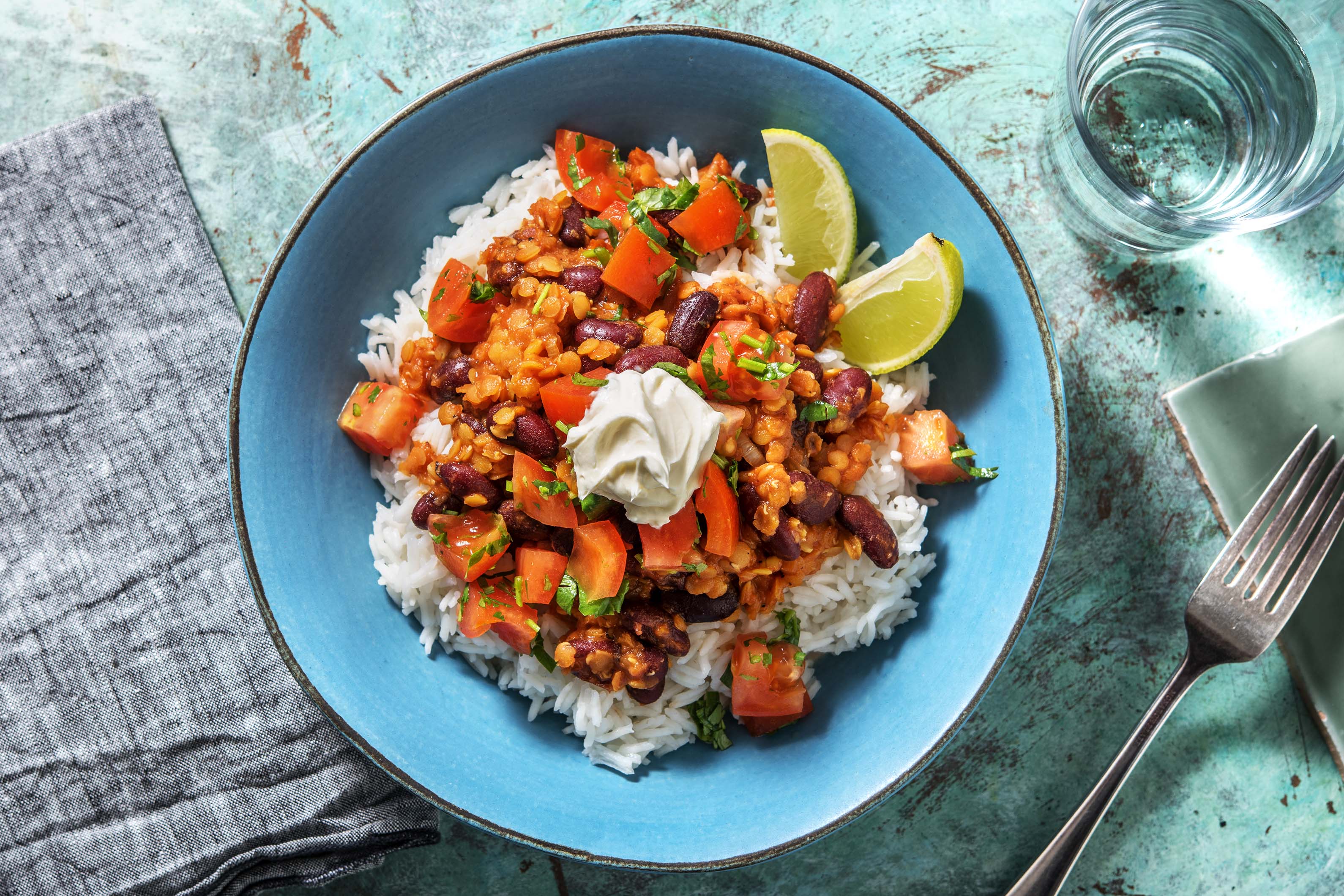 Lentil Veggie Chilli with Zesty Rice Recipe | HelloFresh
