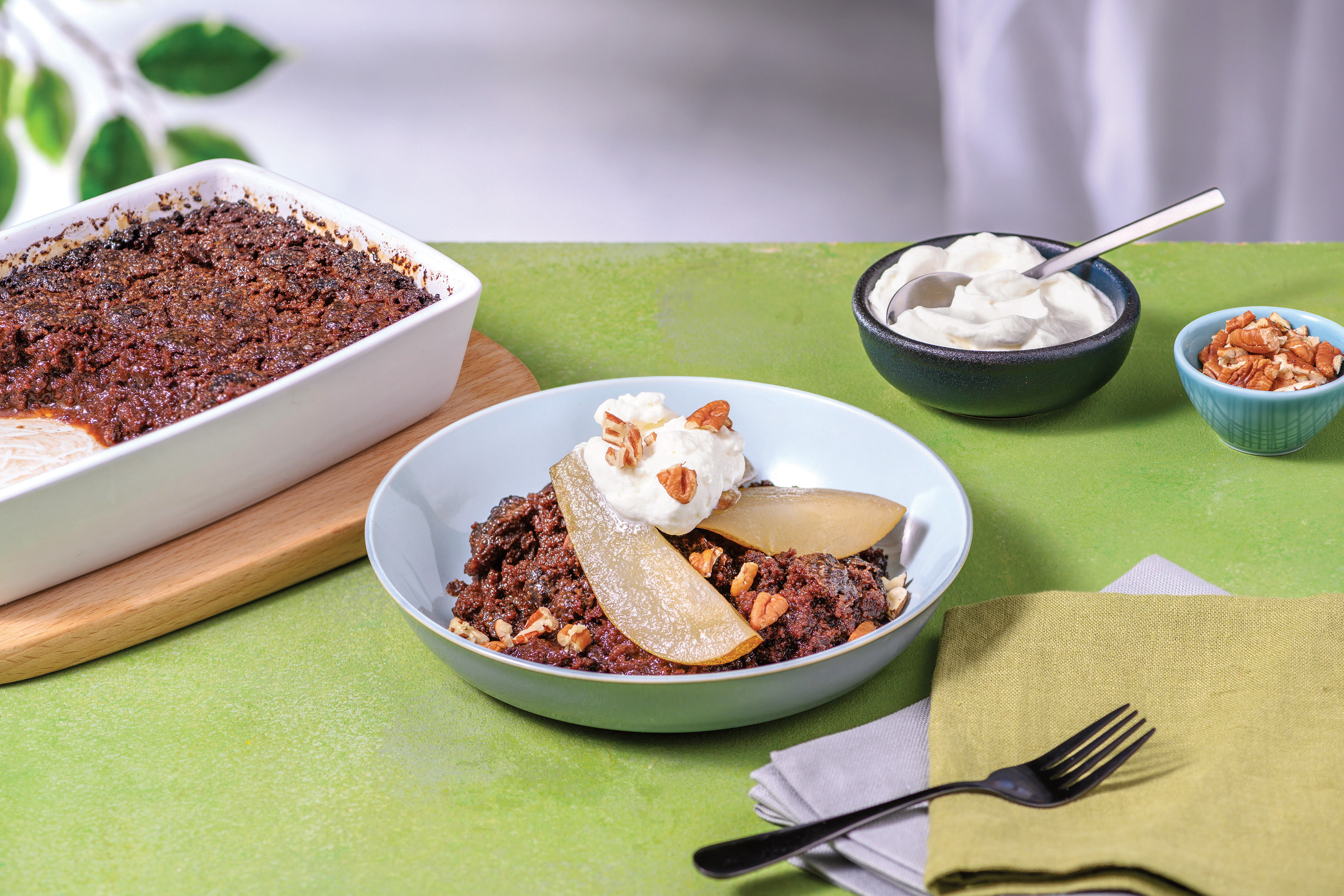 Chocolate Toffee Pudding & Poached Pears Recipe | HelloFresh