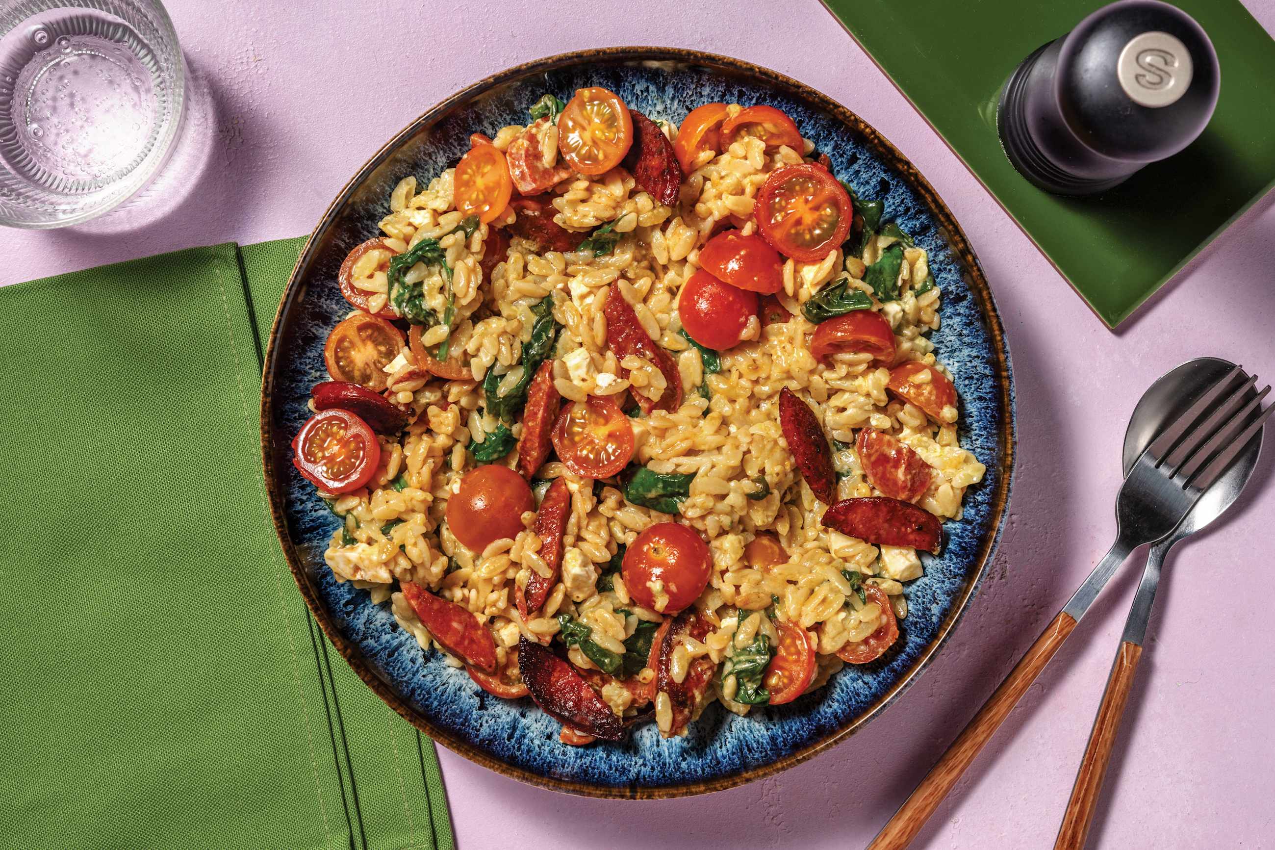 Chorizo, Fetta & Creamy Pesto Risoni Recipe | HelloFresh