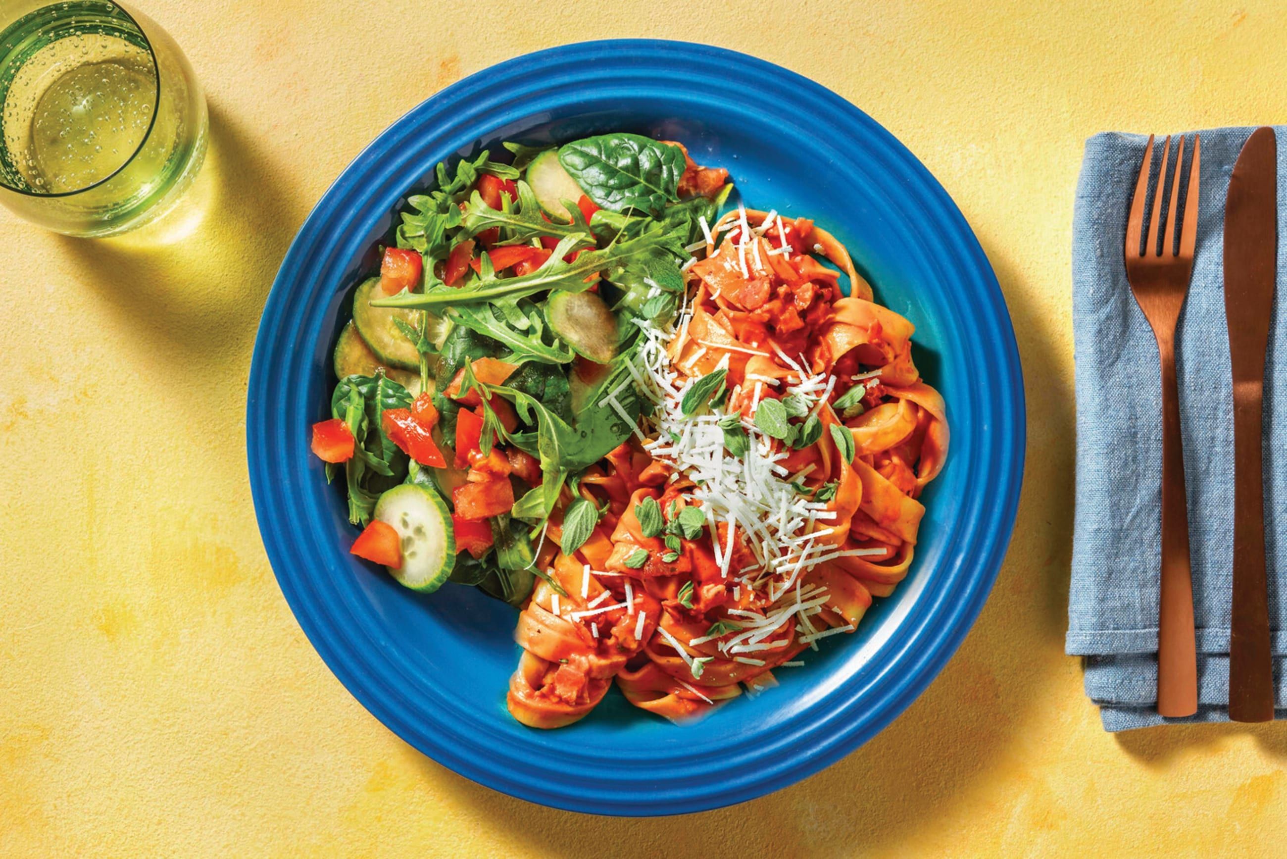 Bacon & Tomato Fresh Fettuccine Recipe | HelloFresh