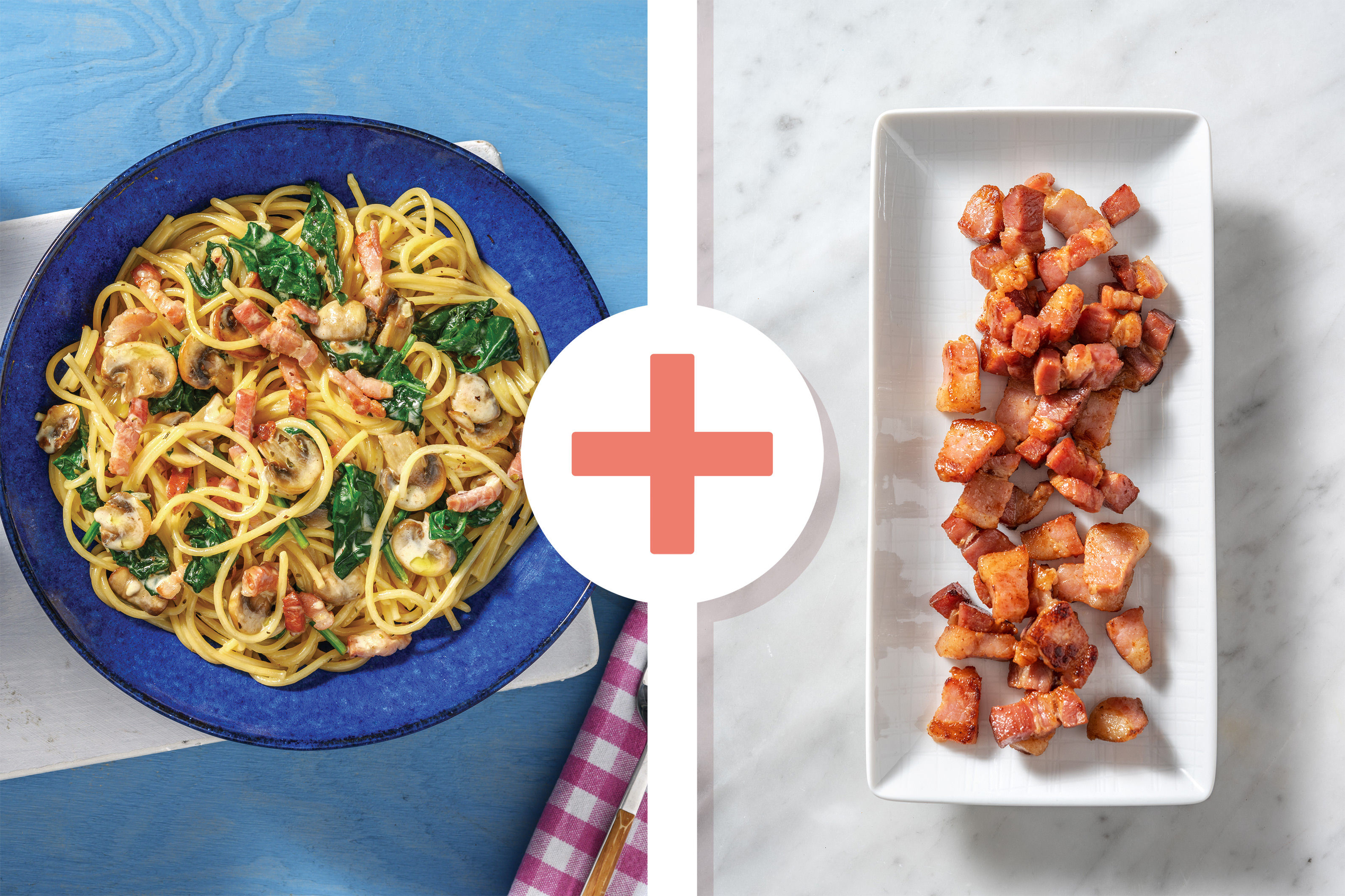 Creamy Double Bacon, Mushroom & Cheese Spaghetti Recipe | HelloFresh