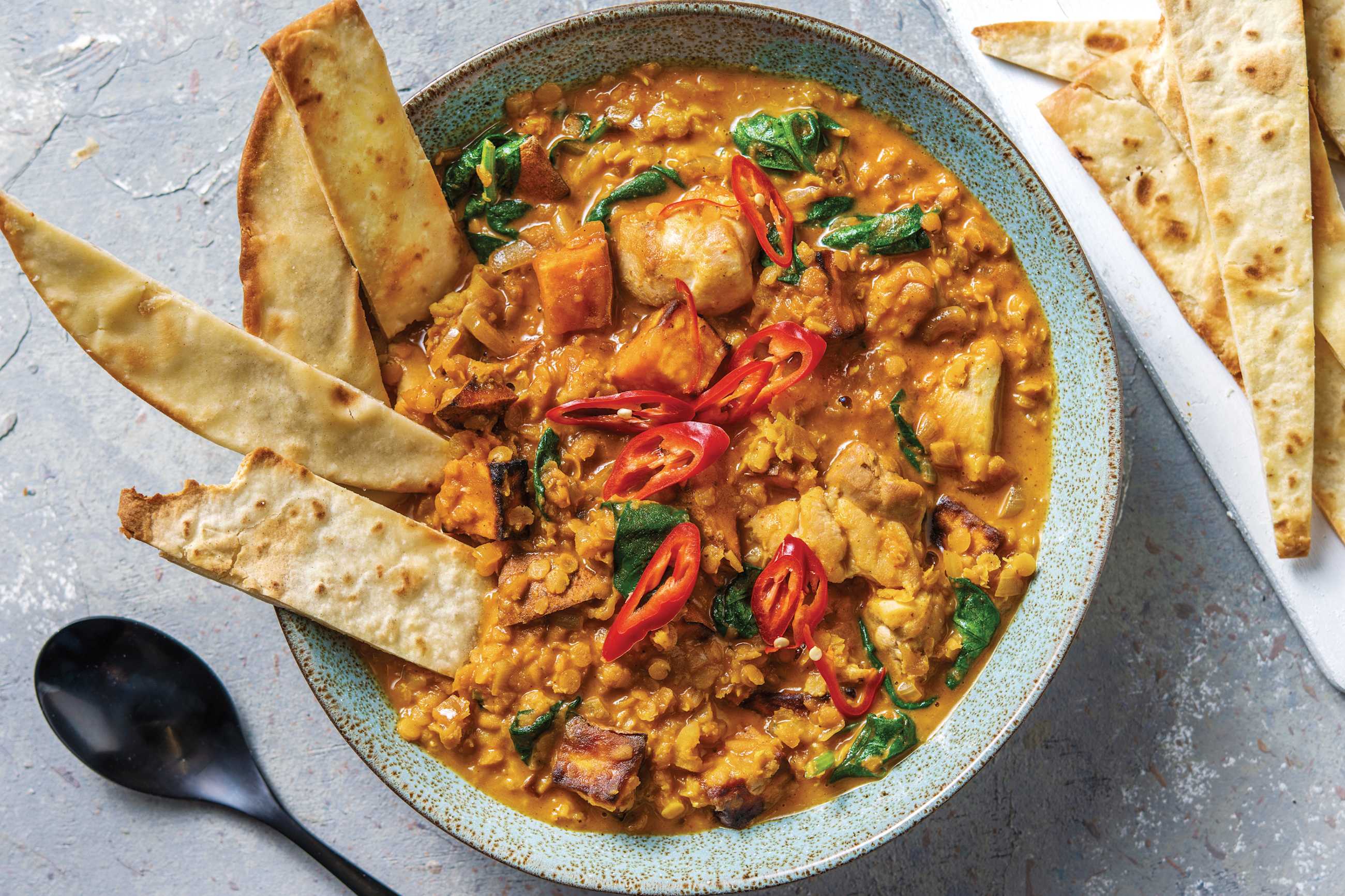 Indian Chicken & Creamy Coconut Red Lentil Dhal Recipe | HelloFresh