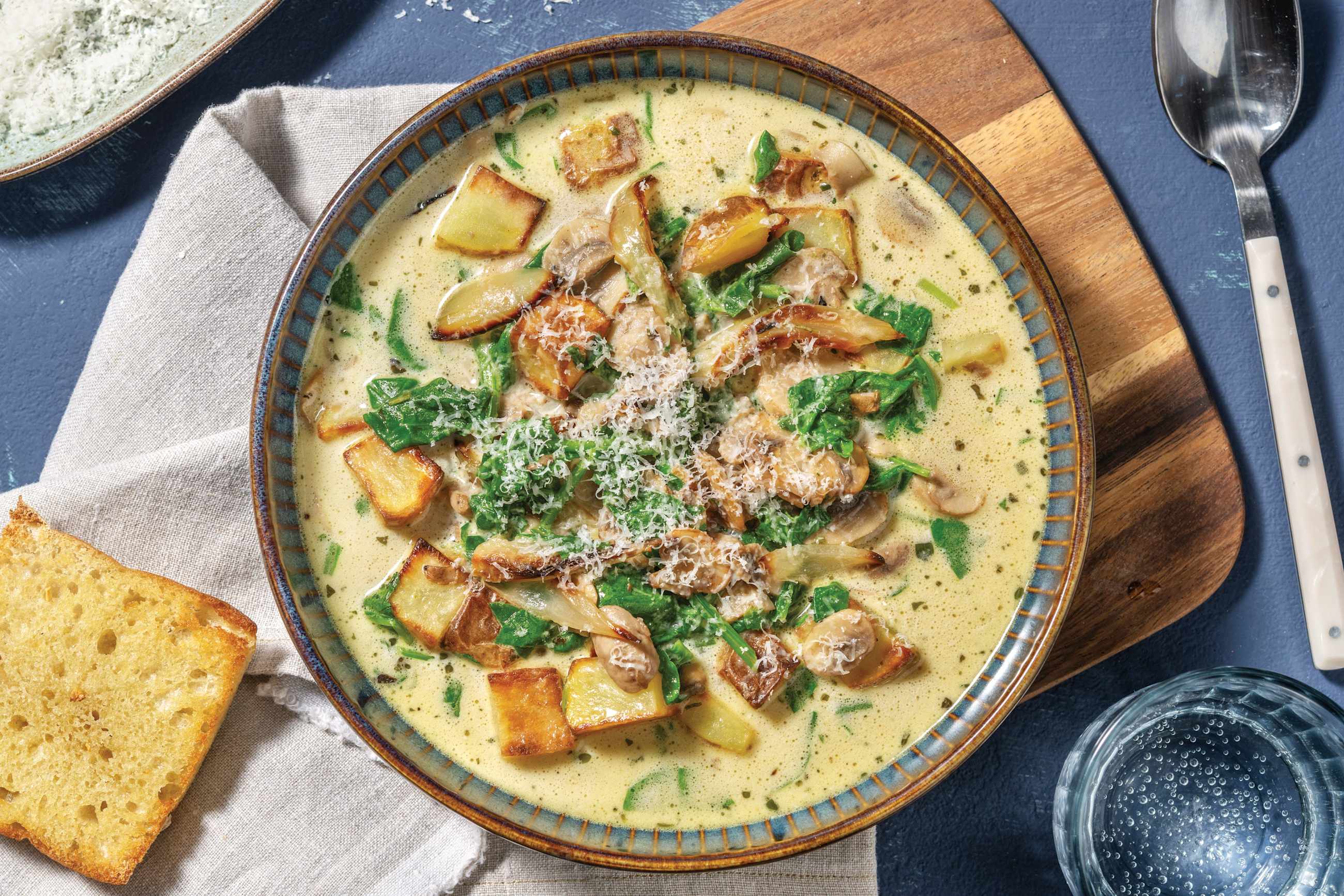 Creamy Chicken & Mushroom Spinach Soup Recipe | HelloFresh