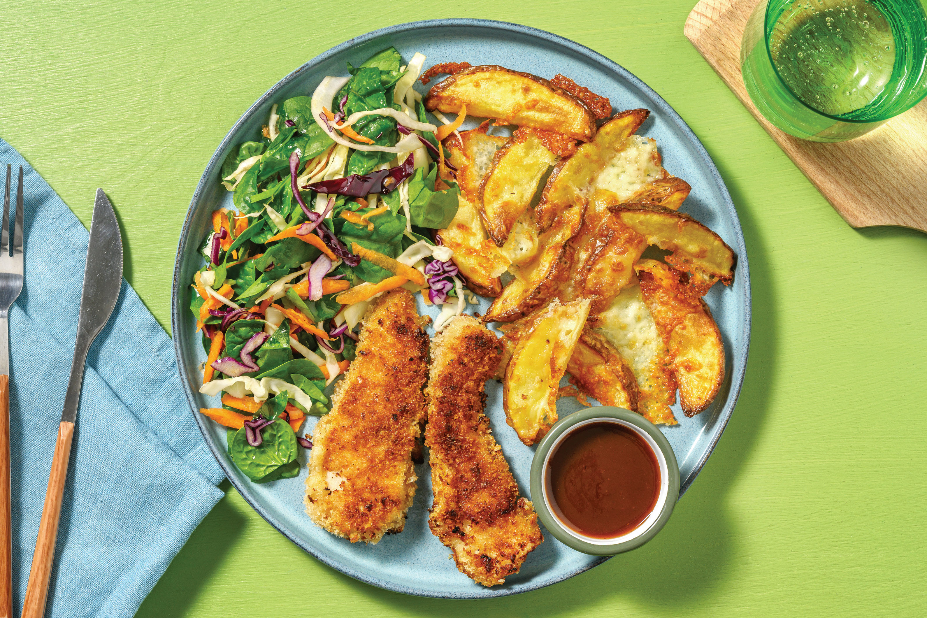Crumbed Chicken Fingers & Plum BBQ Sauce Recipe | HelloFresh