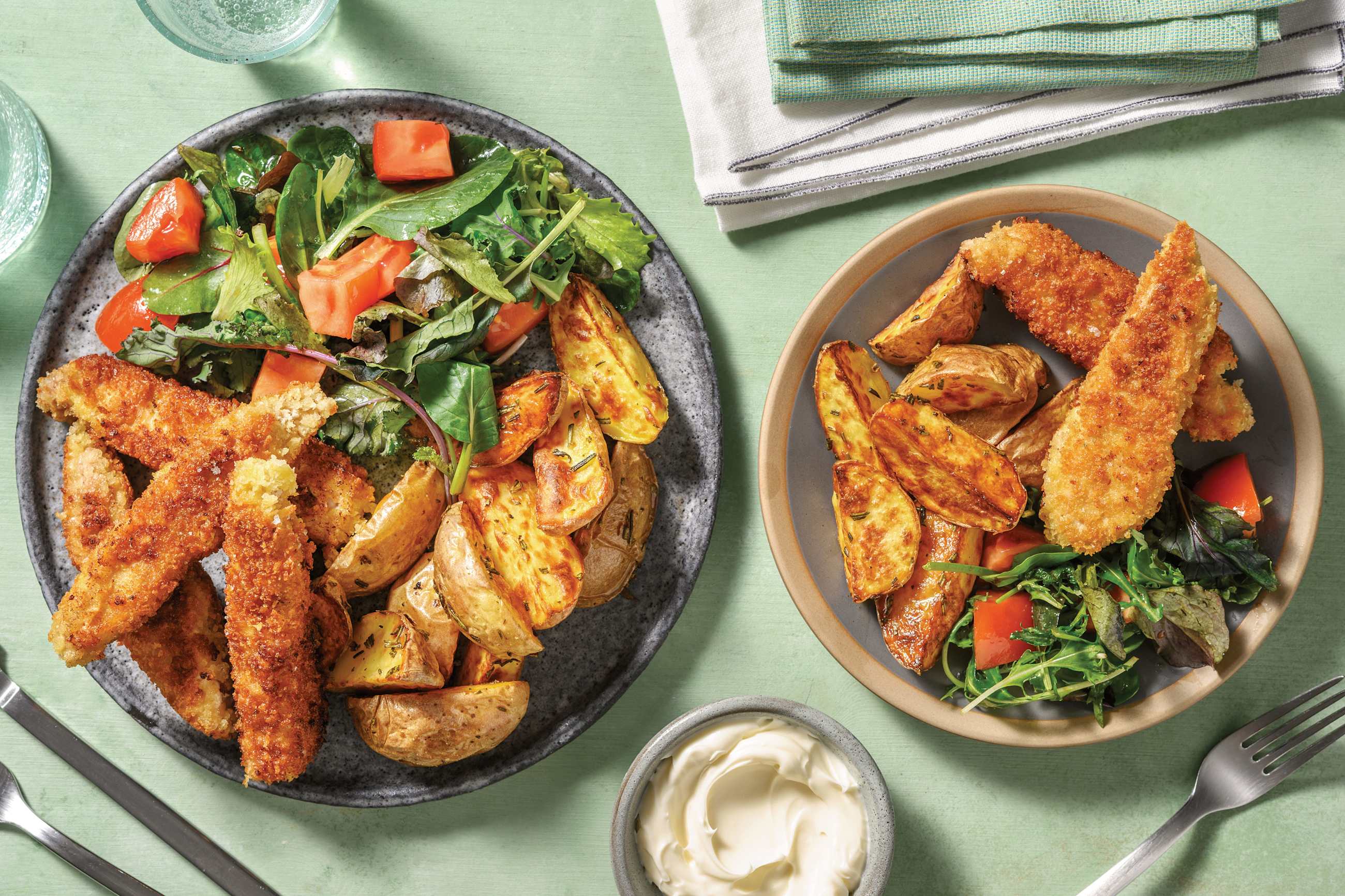 Crumbed Pork Dippers & Rosemary Wedges Recipe | HelloFresh