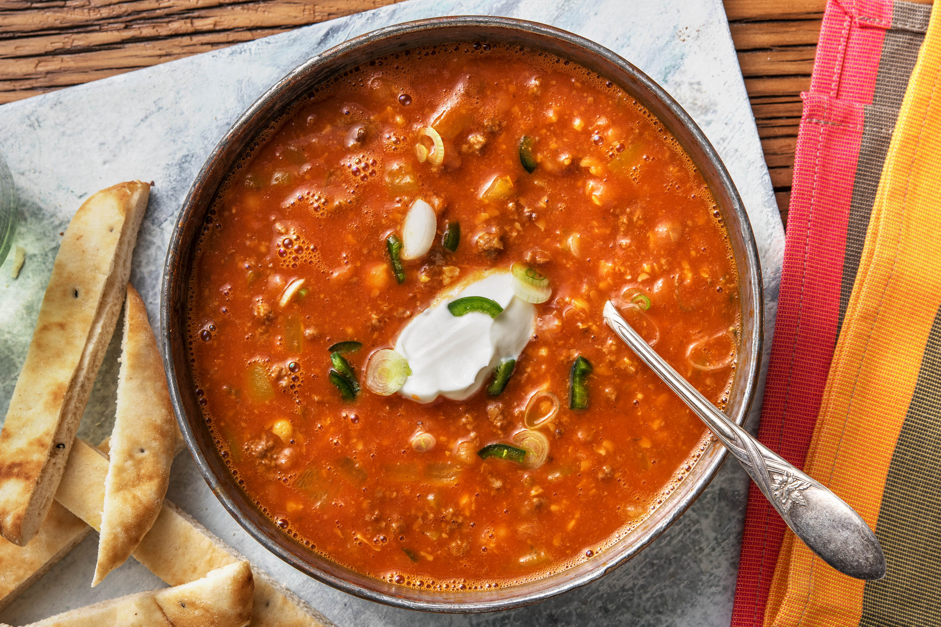 Curried Beef & Chickpea Soup With Naan Recipe | HelloFresh