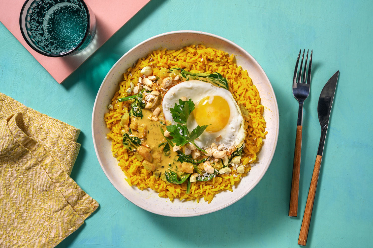 Spinazie-kokoscurry met gele rijst Recept | HelloFresh