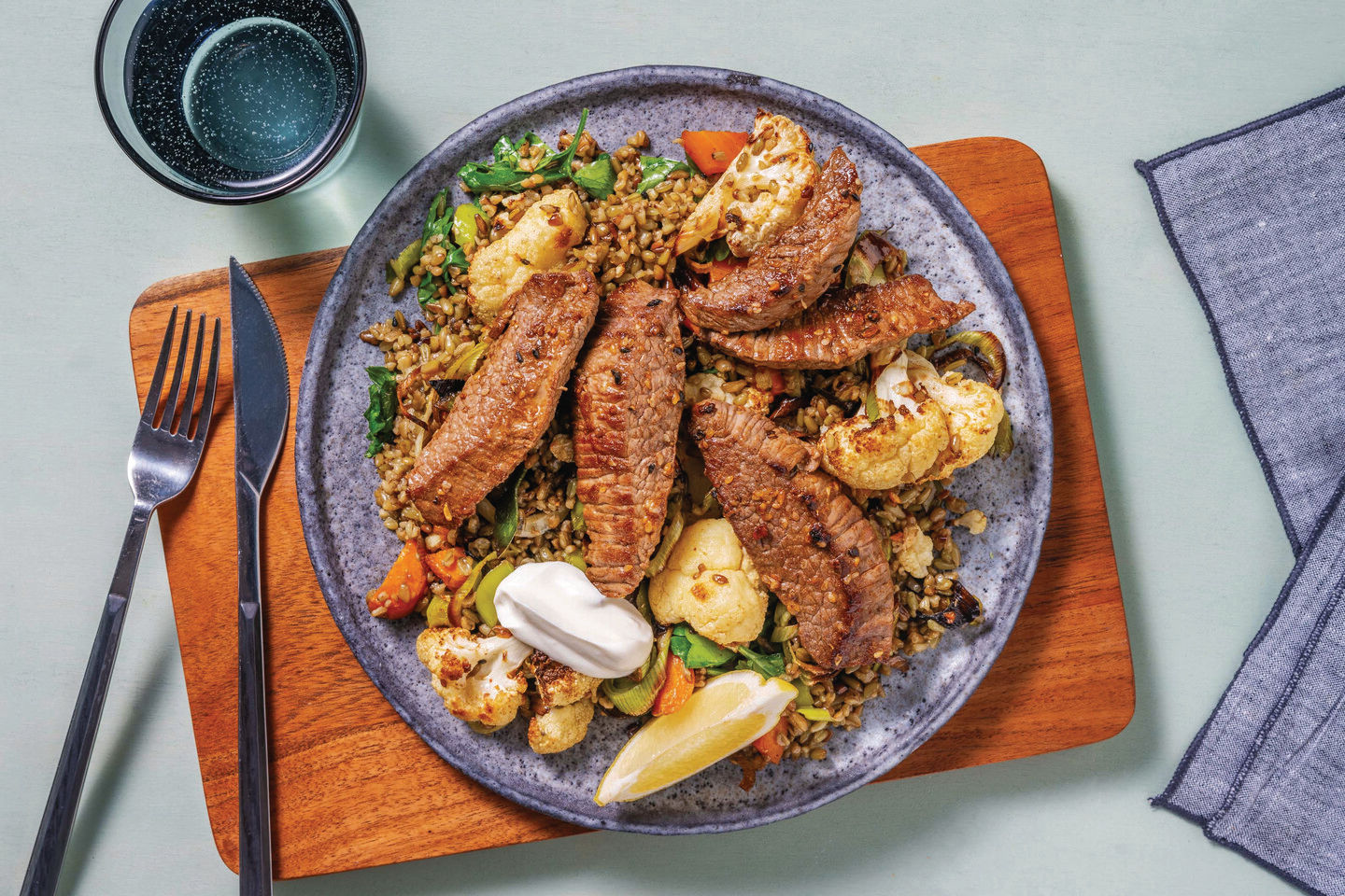 Honey Dukkah Beef & Roast Veggie Freekeh Recipe | HelloFresh