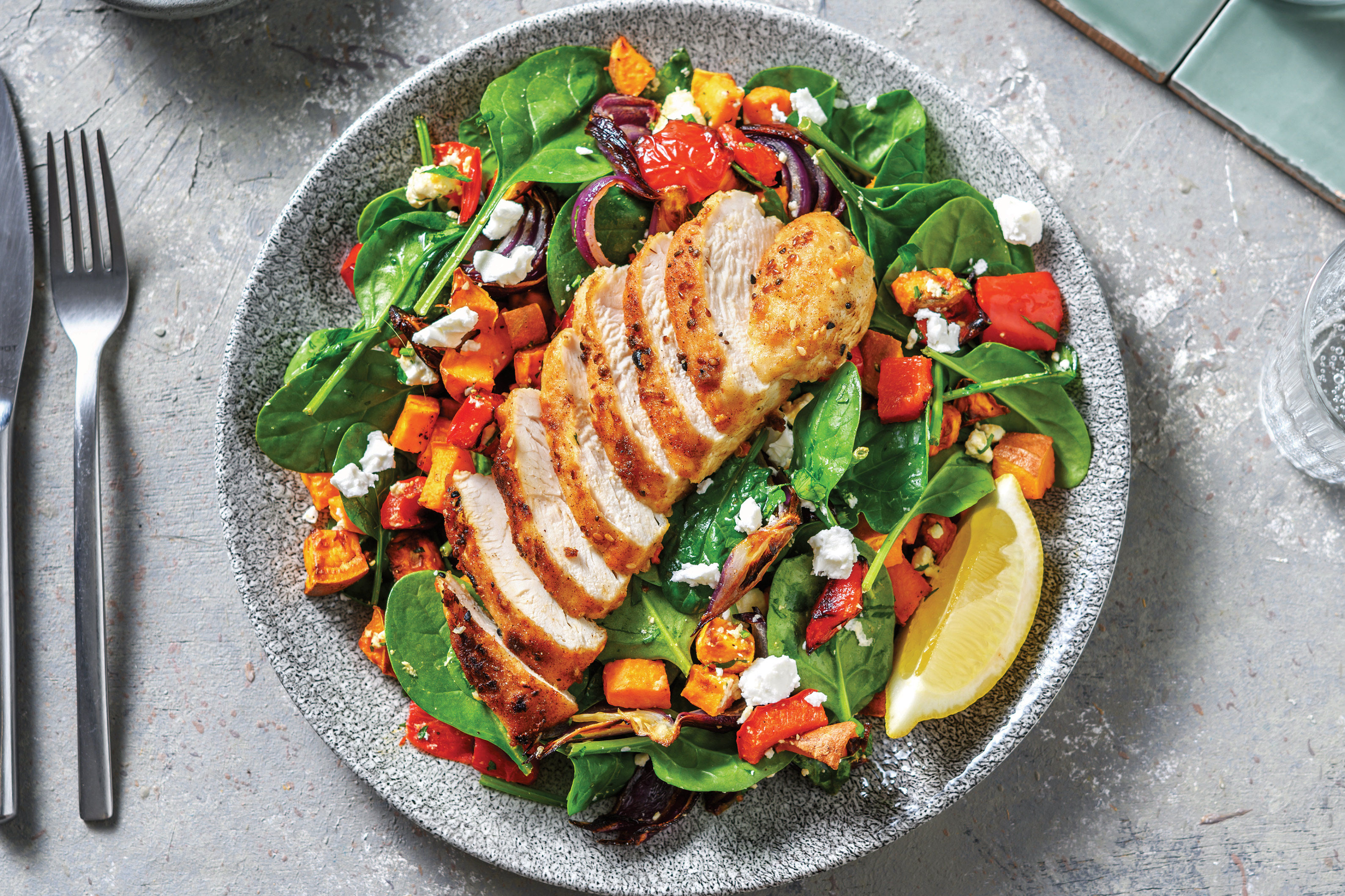 Dukkah Chicken & Fetta with Roast Vegetable Medley - Cook Now! Recipe ...