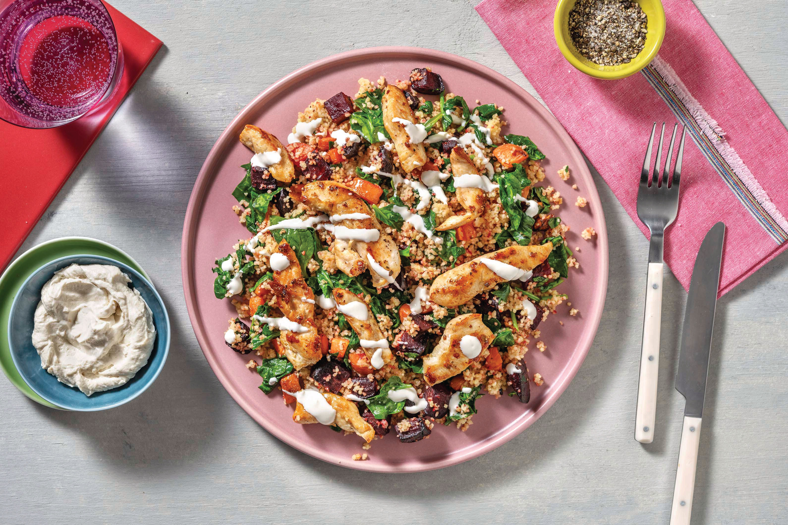 Dukkah Crusted Chicken & Veggie Couscous Recipe | HelloFresh