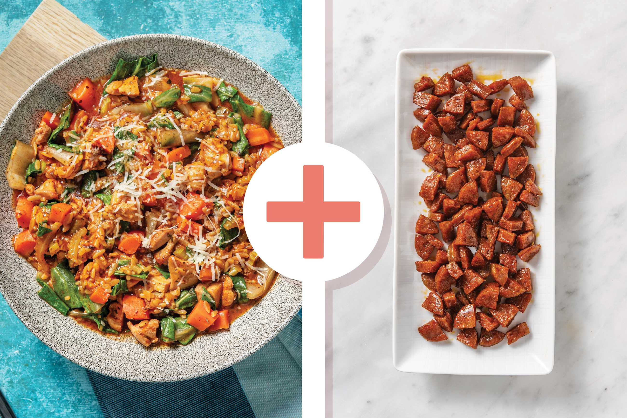 Baked Italian Chicken, Chorizo & Spinach Risoni Recipe | HelloFresh