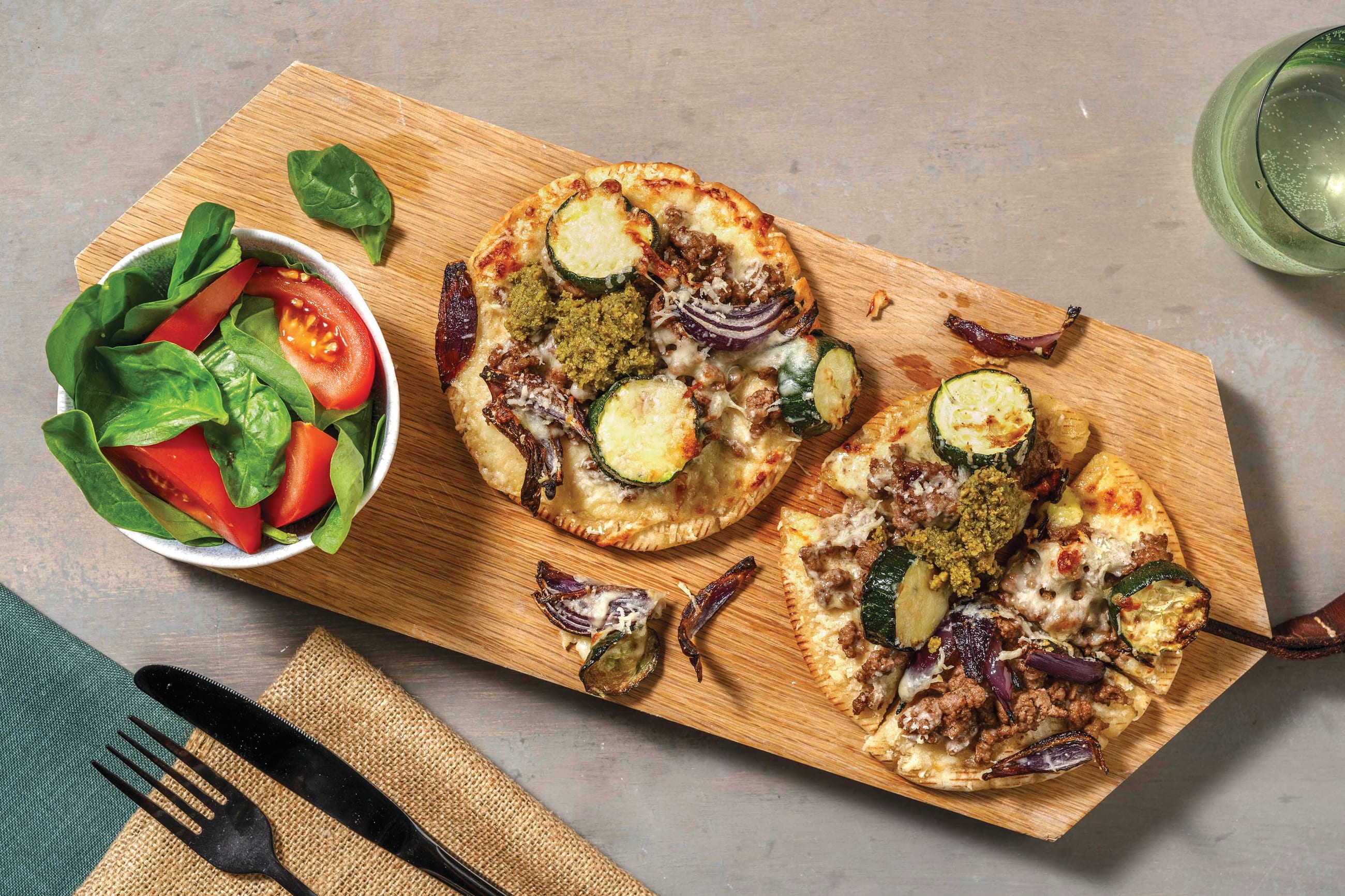 Easy Pork & Pesto Flatbread Pizza Bianca Recipe | HelloFresh