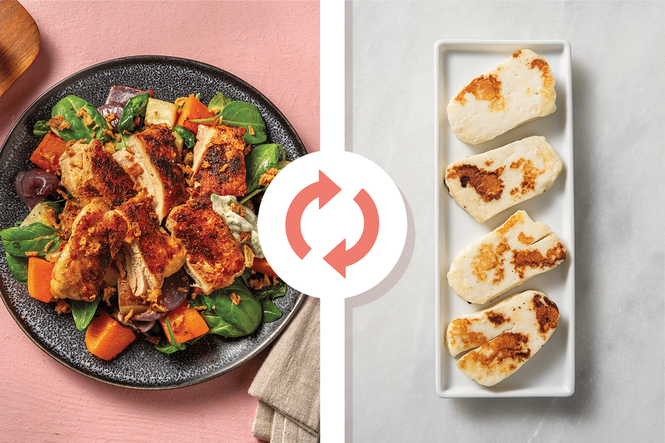 Quick Spiced Haloumi & Roast Pumpkin Toss Recipe | HelloFresh