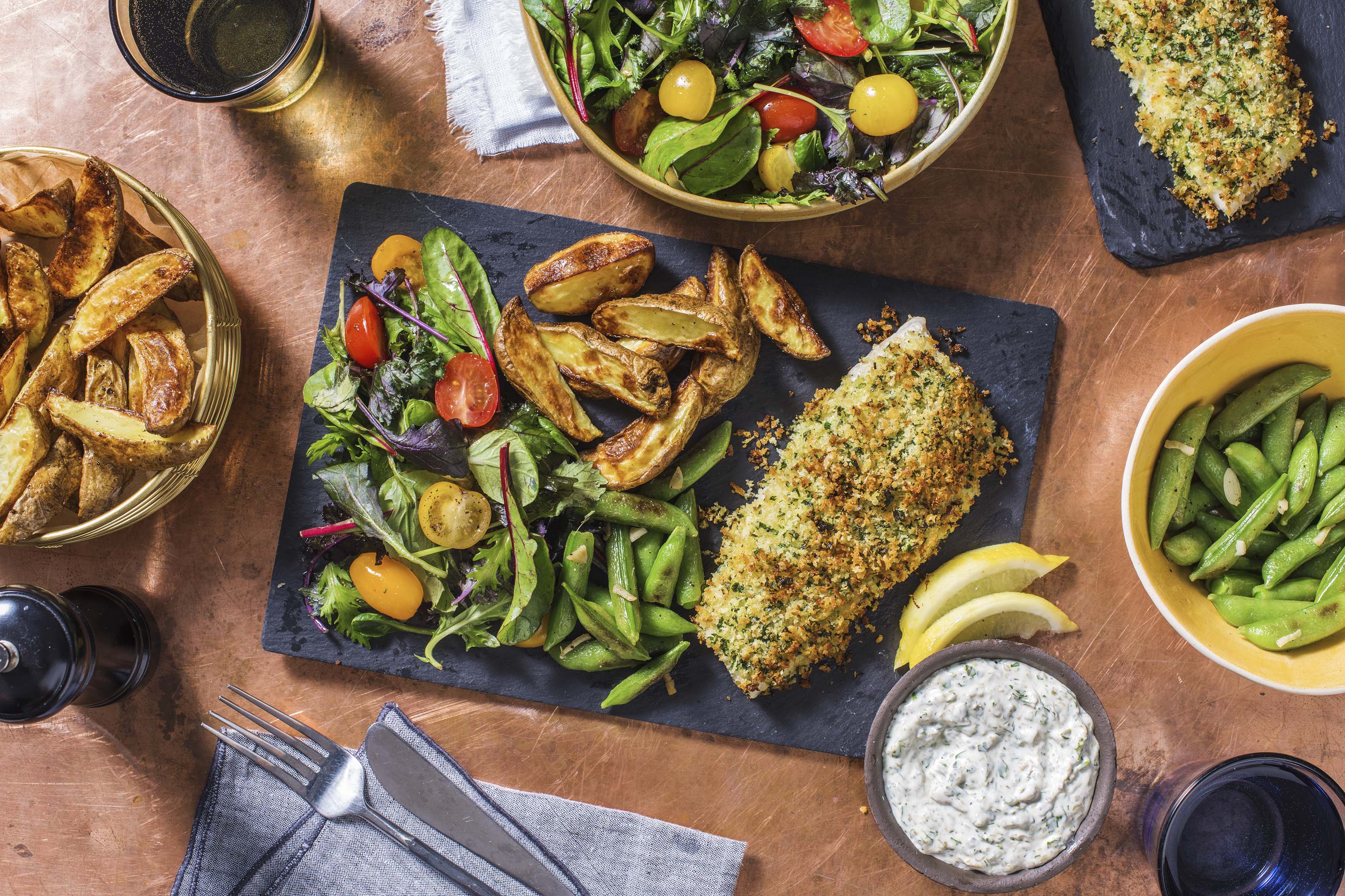 Crispy Sea Bass and Handcut Chips Recipe | HelloFresh