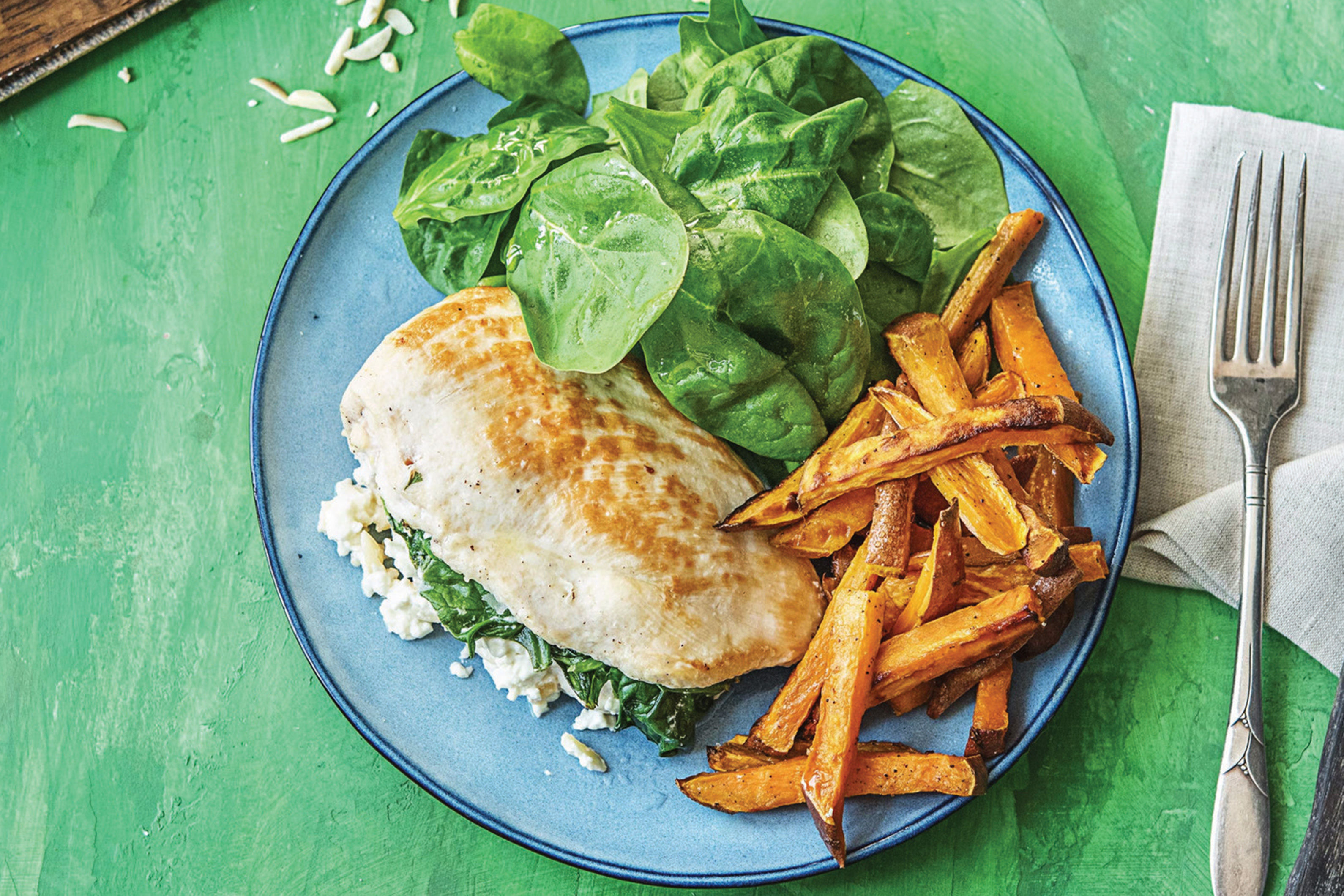 Stuffed Chicken with Sweet Potato Fries Recipe | HelloFresh