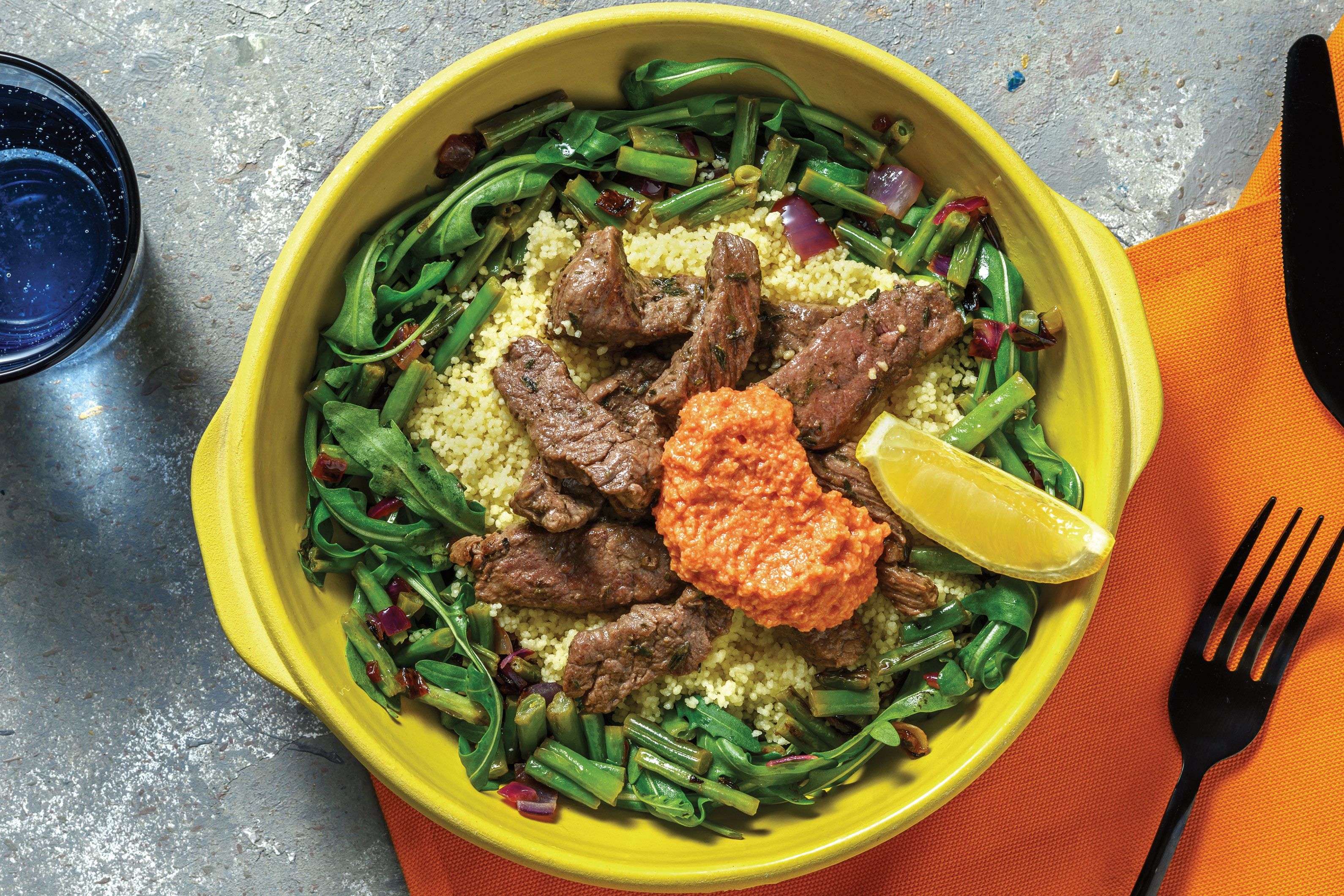 Quick Garlic Beef & Romesco Sauce Recipe | HelloFresh