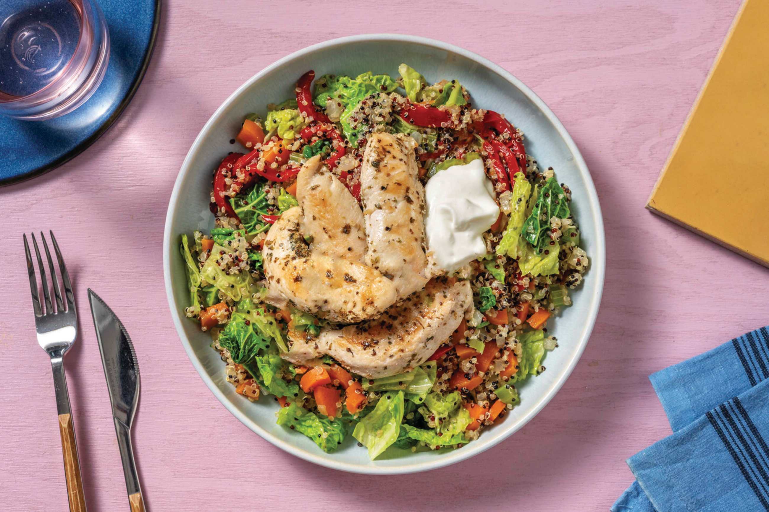 Garlicky Chicken & Quinoa-Millet Salad Recipe | HelloFresh