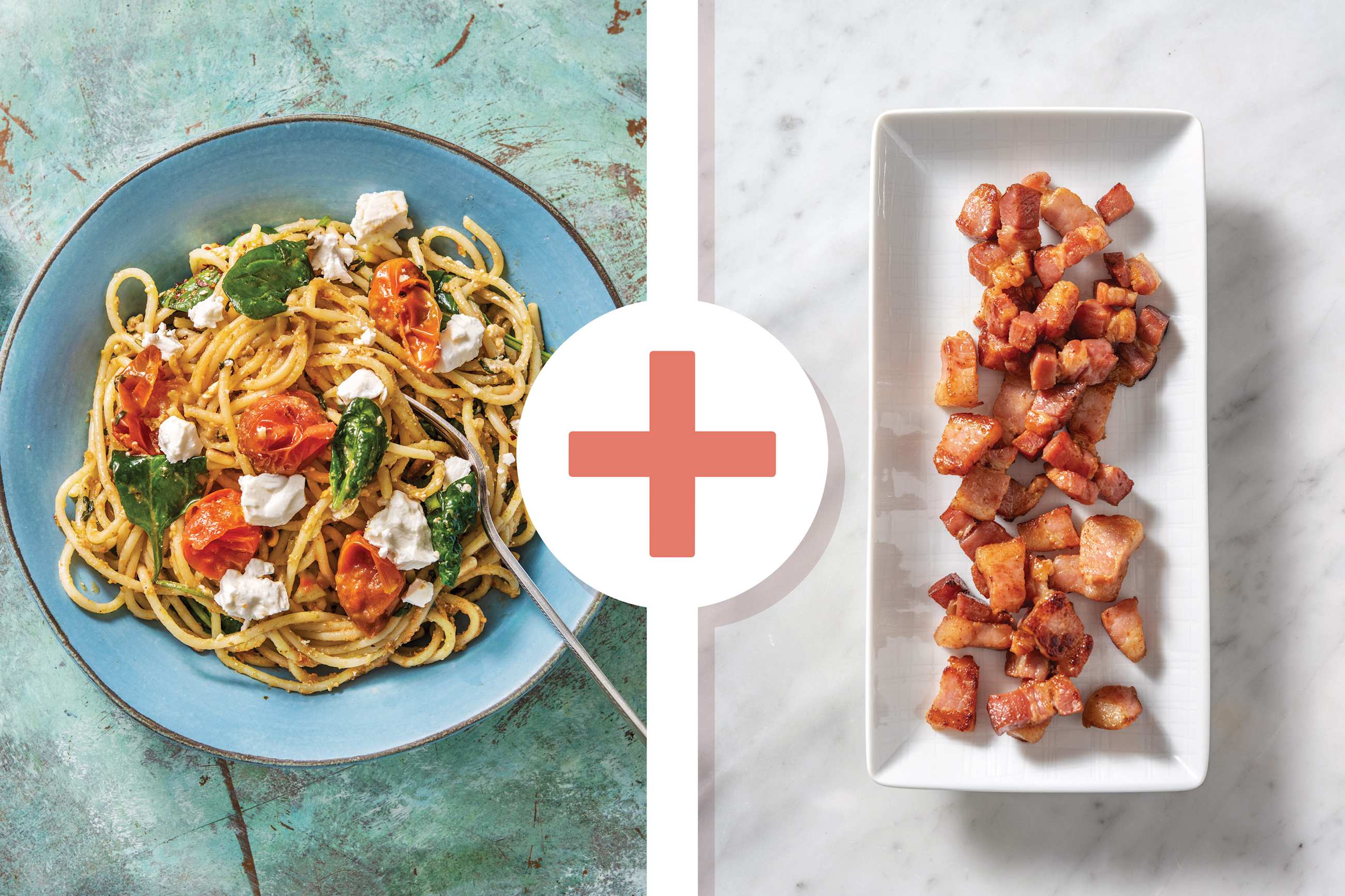 Goat Cheese, Bacon & Red Pesto Spaghetti Recipe | HelloFresh