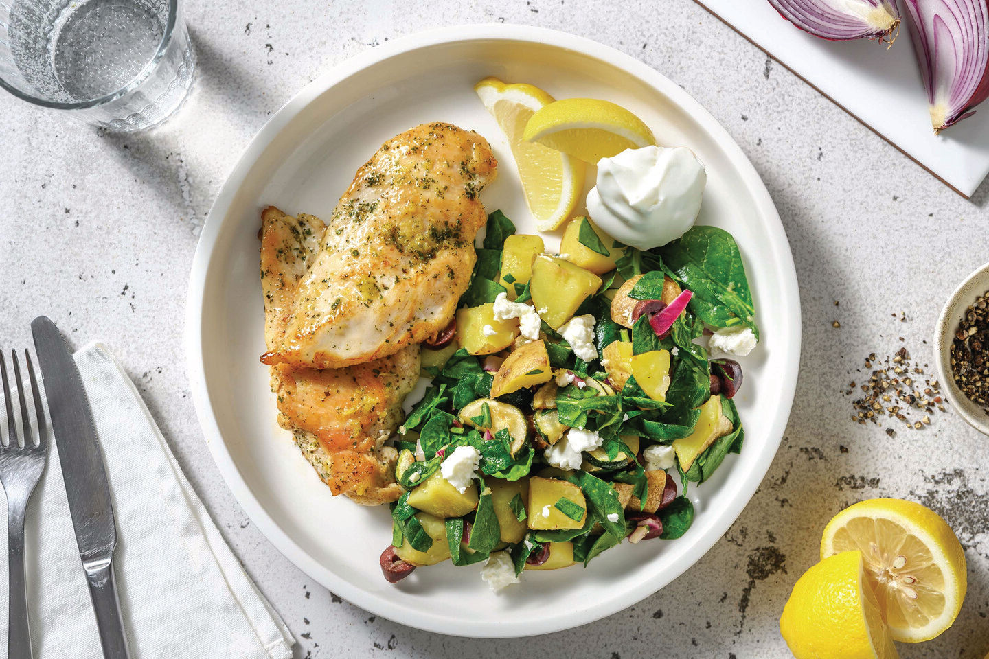 Greek Chicken & Potato Salad with Kalamata Olives Recipe | HelloFresh