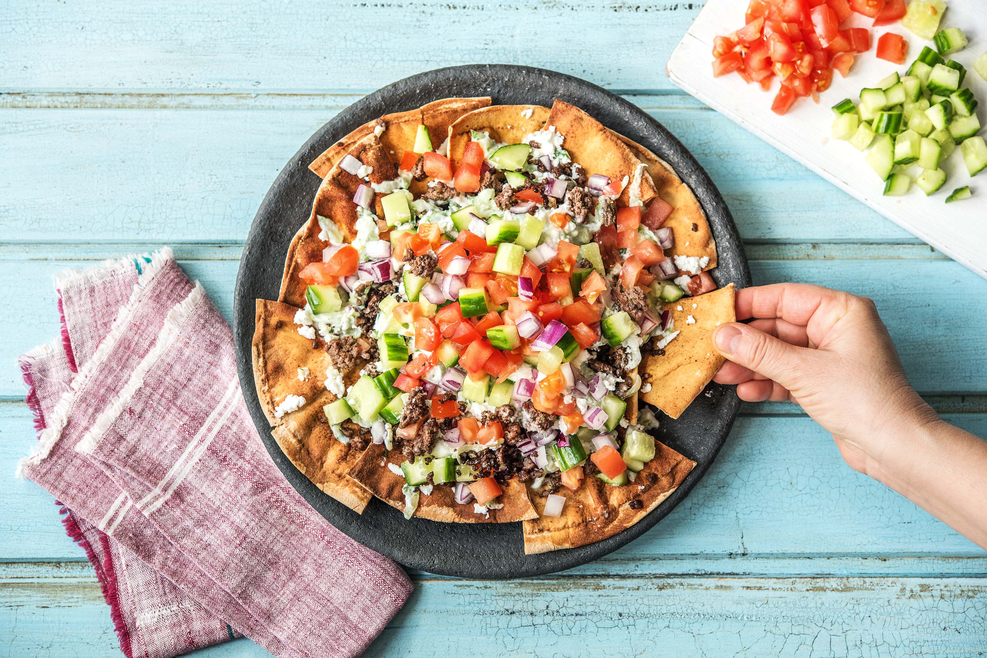Greek Style Beef Pita Nachos Recipe | HelloFresh