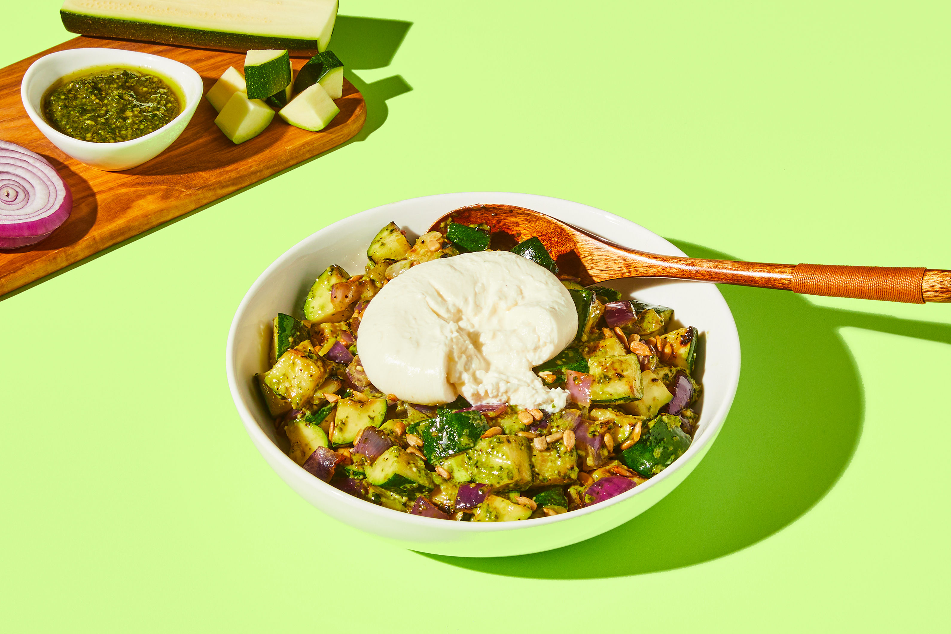 Grilled Zucchini Salad with Pesto & Burrata Recipe | HelloFresh