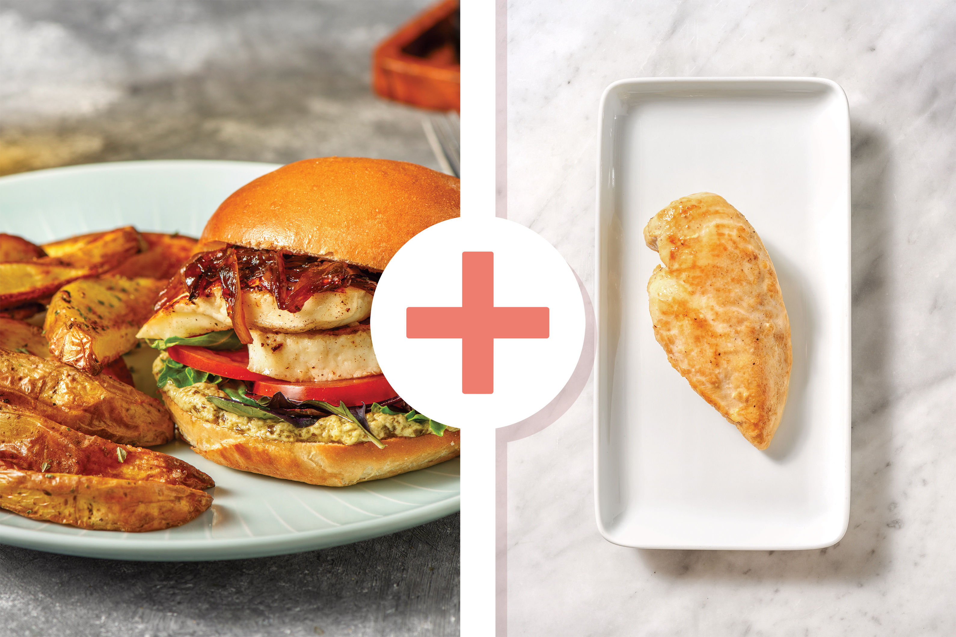 Mediterranean Chicken & Haloumi Burger Recipe | HelloFresh