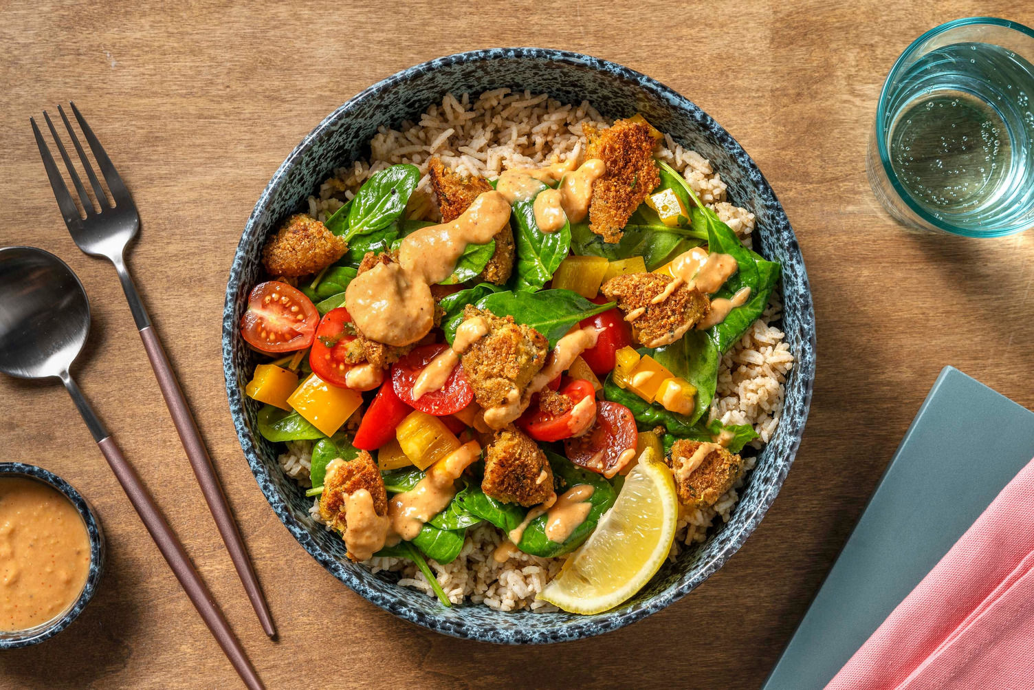 Harissa Hummus and Chicken Breasts Falafel Bowls Recipe | HelloFresh