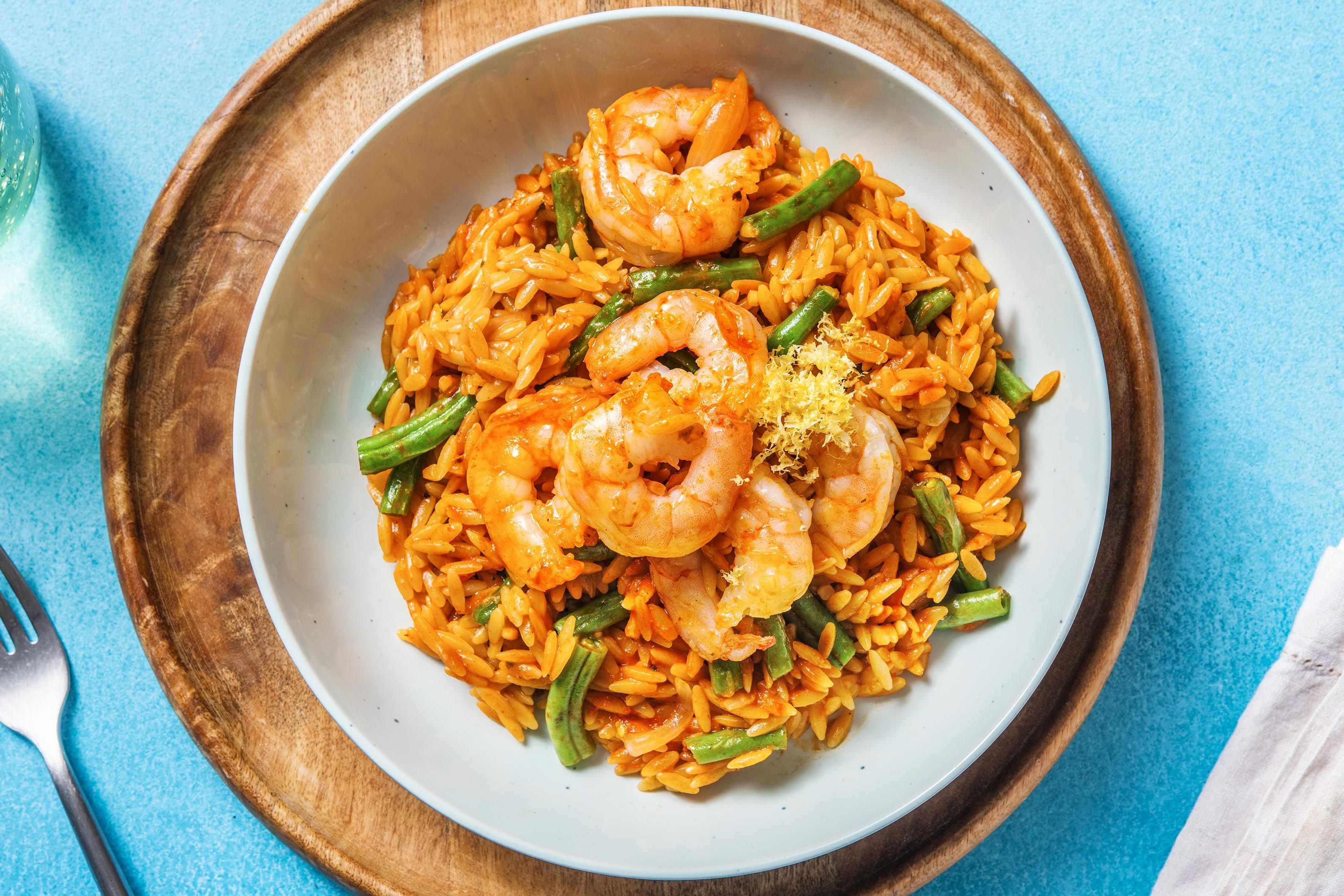 Harissa Prawn Orzo Recipe | HelloFresh