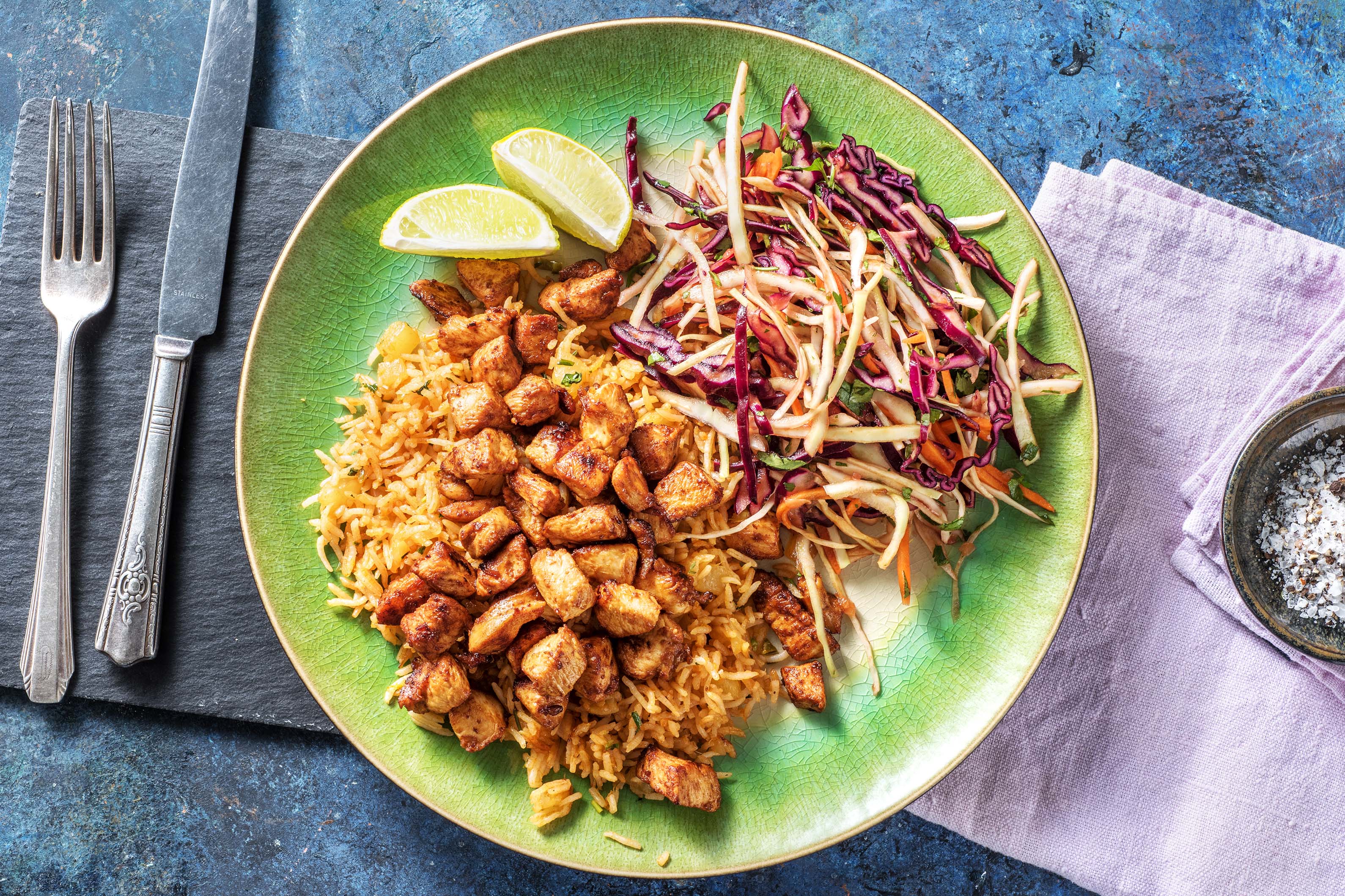 Chicken with Pineapple Rice and Slaw Recipe | HelloFresh