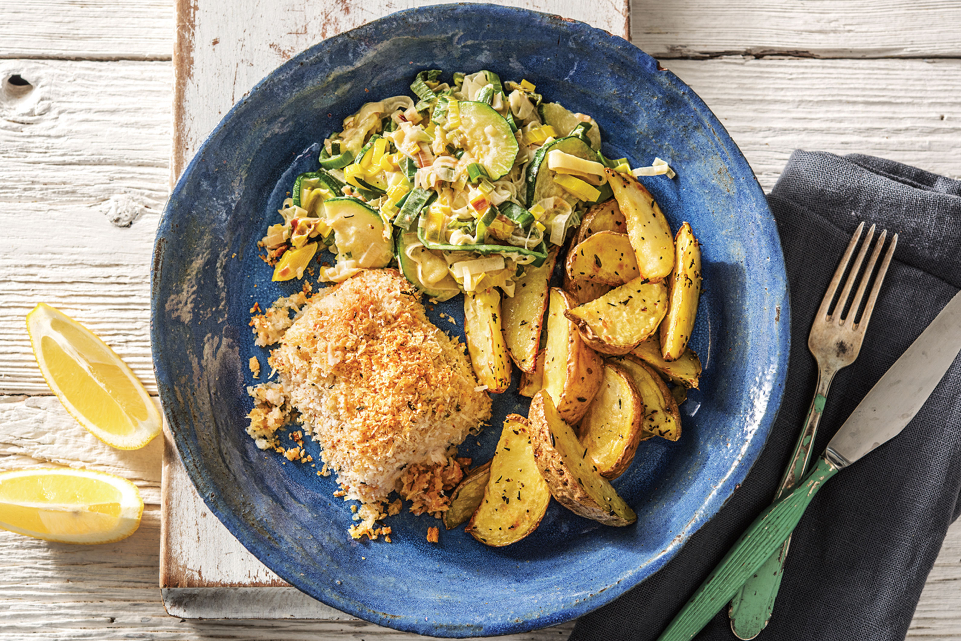 Crumbed Fish with Wedges Recipe | HelloFresh