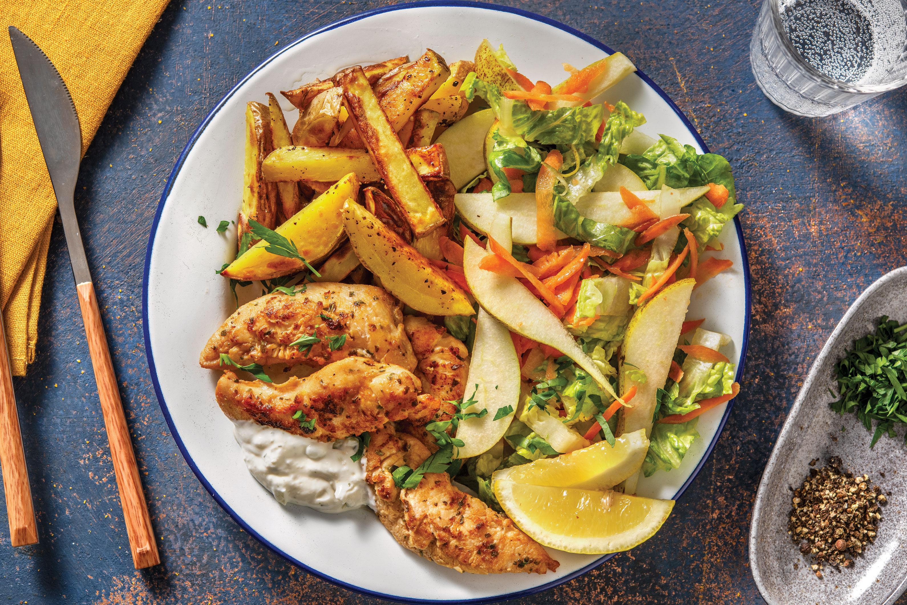 Herbed Chicken & Lemon Pepper Fries Recipe | HelloFresh