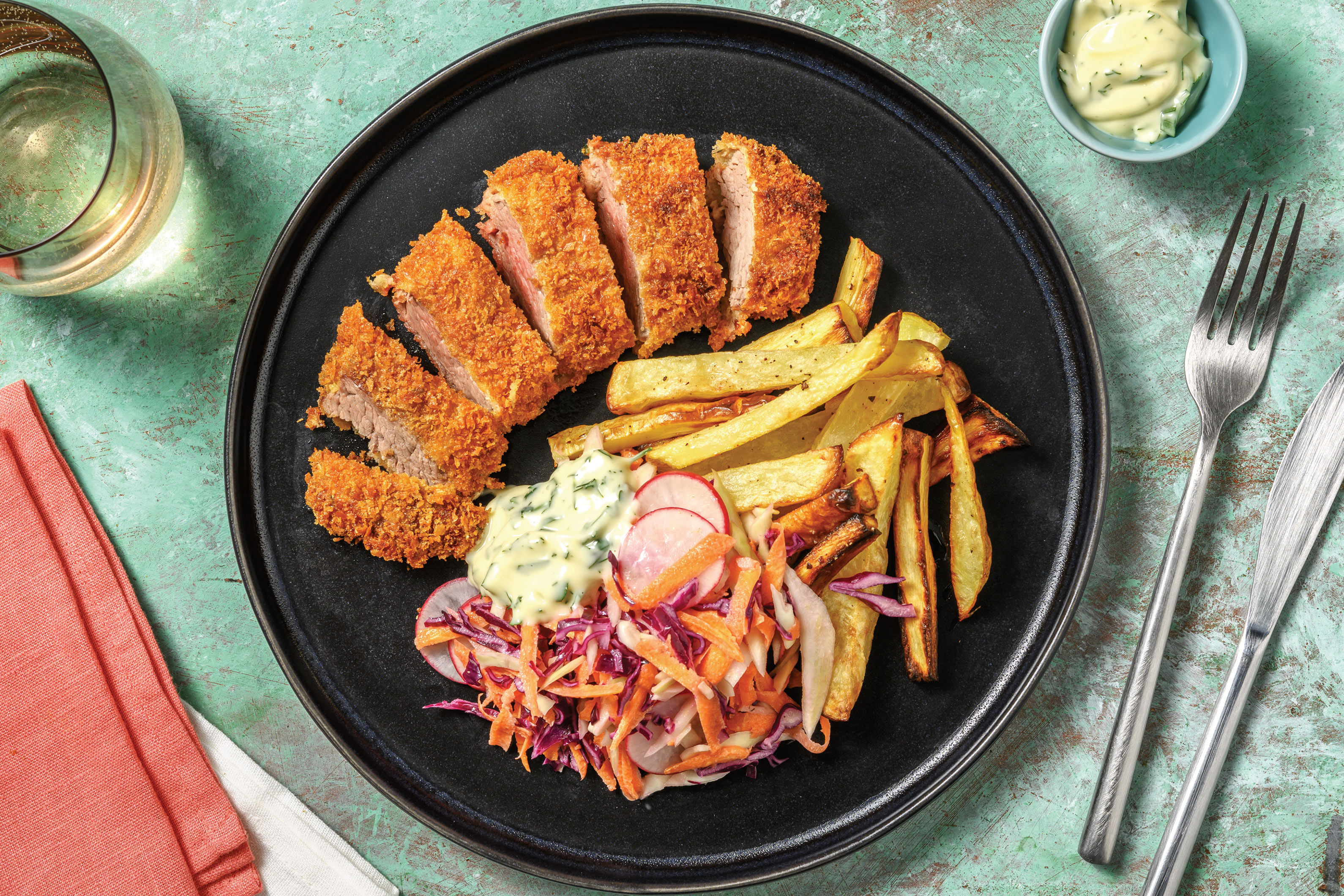 Herby Crumbed Beef Schnitzels Recipe | HelloFresh