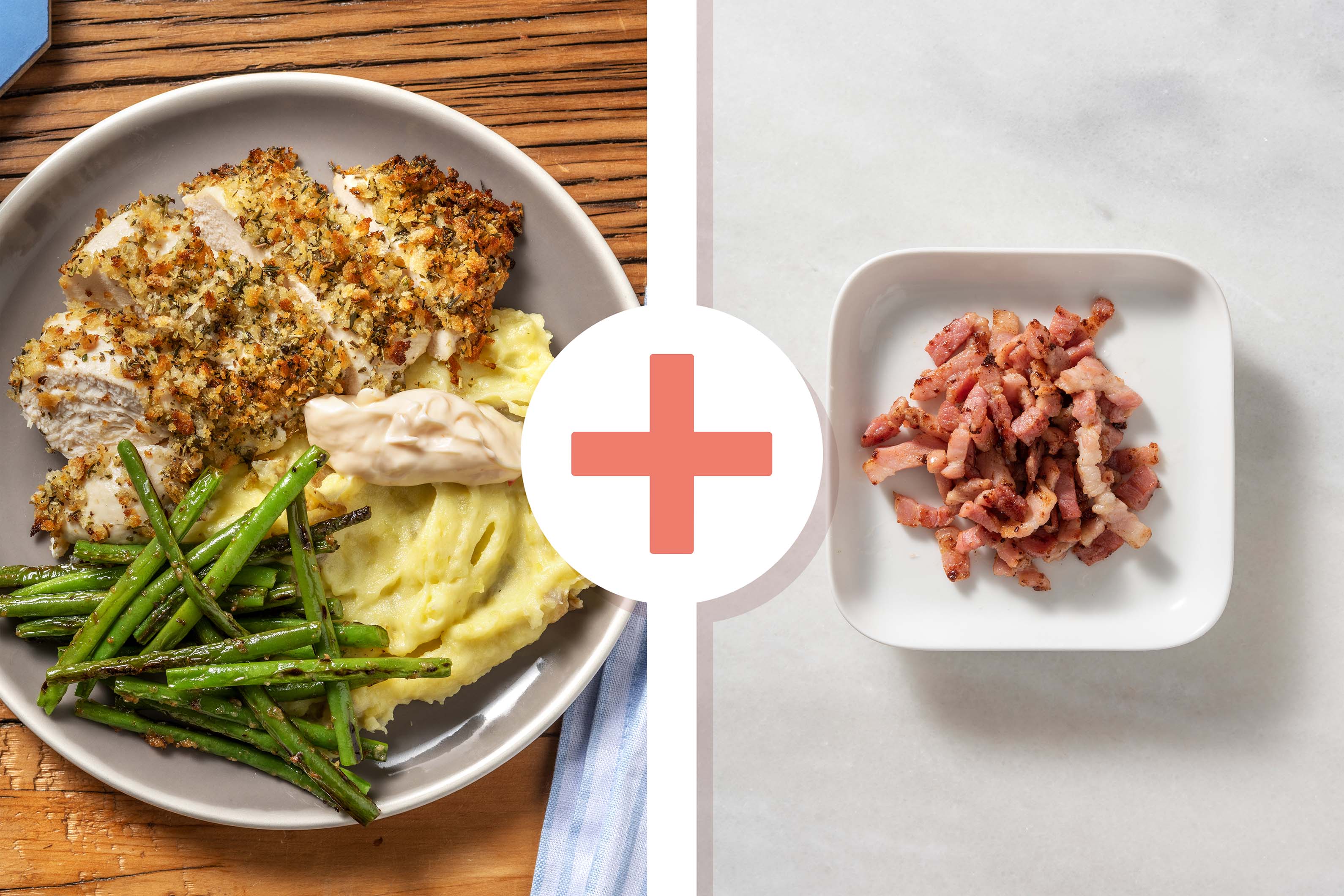 Herby Crumbed Chicken with Bacon Lardons Recipe | HelloFresh