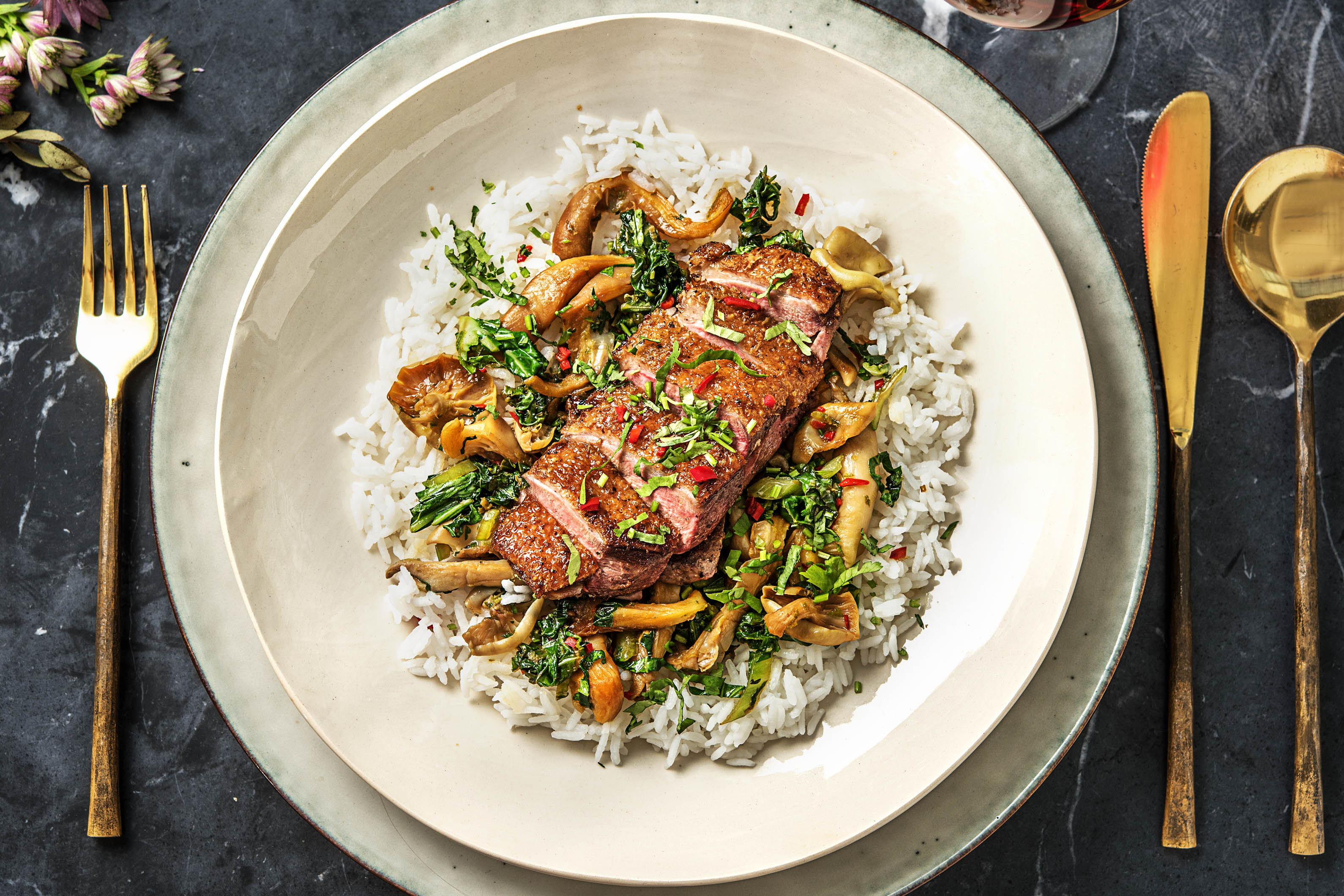 Duck with Bok Choi, Mushroom & Rice Recipe | HelloFresh
