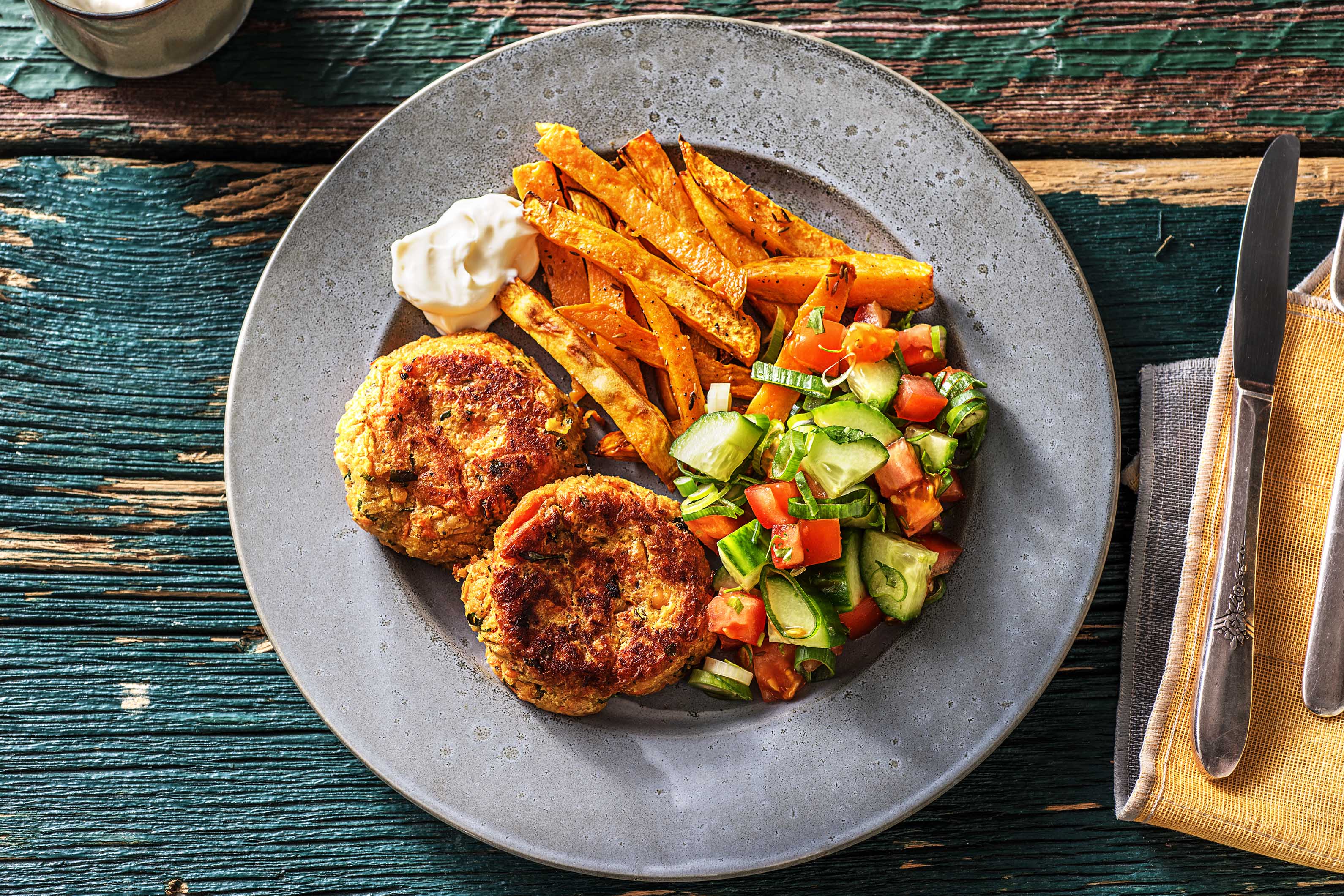 Chickpea Koftas with Sweet Potato Fries Recipe | HelloFresh