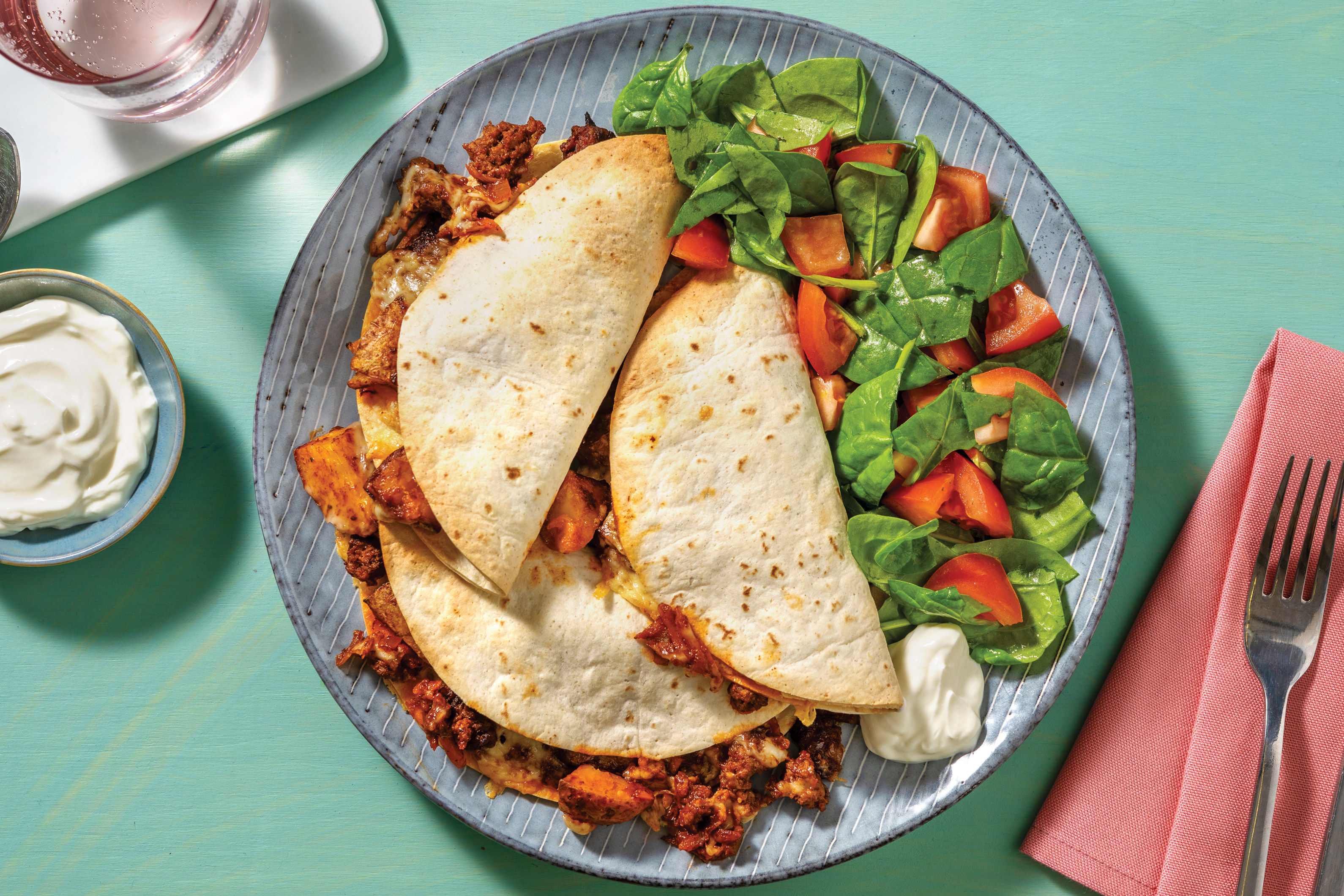 Indian Potato & Beef Dosa-Dillas Recipe | HelloFresh