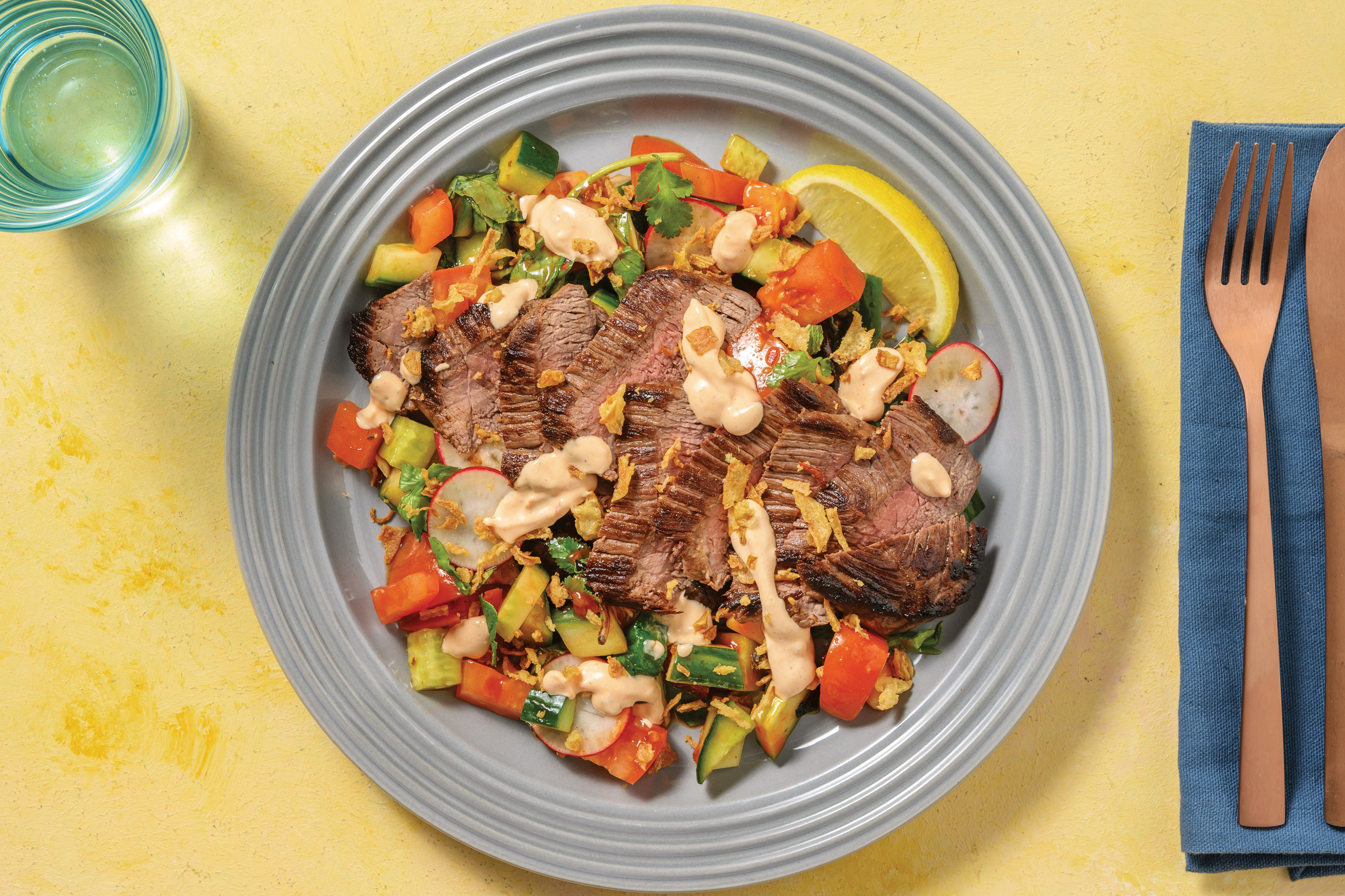 Japanese-Style Beef Salad with Ponzu Dressing & Sriracha Aioli Recipe ...