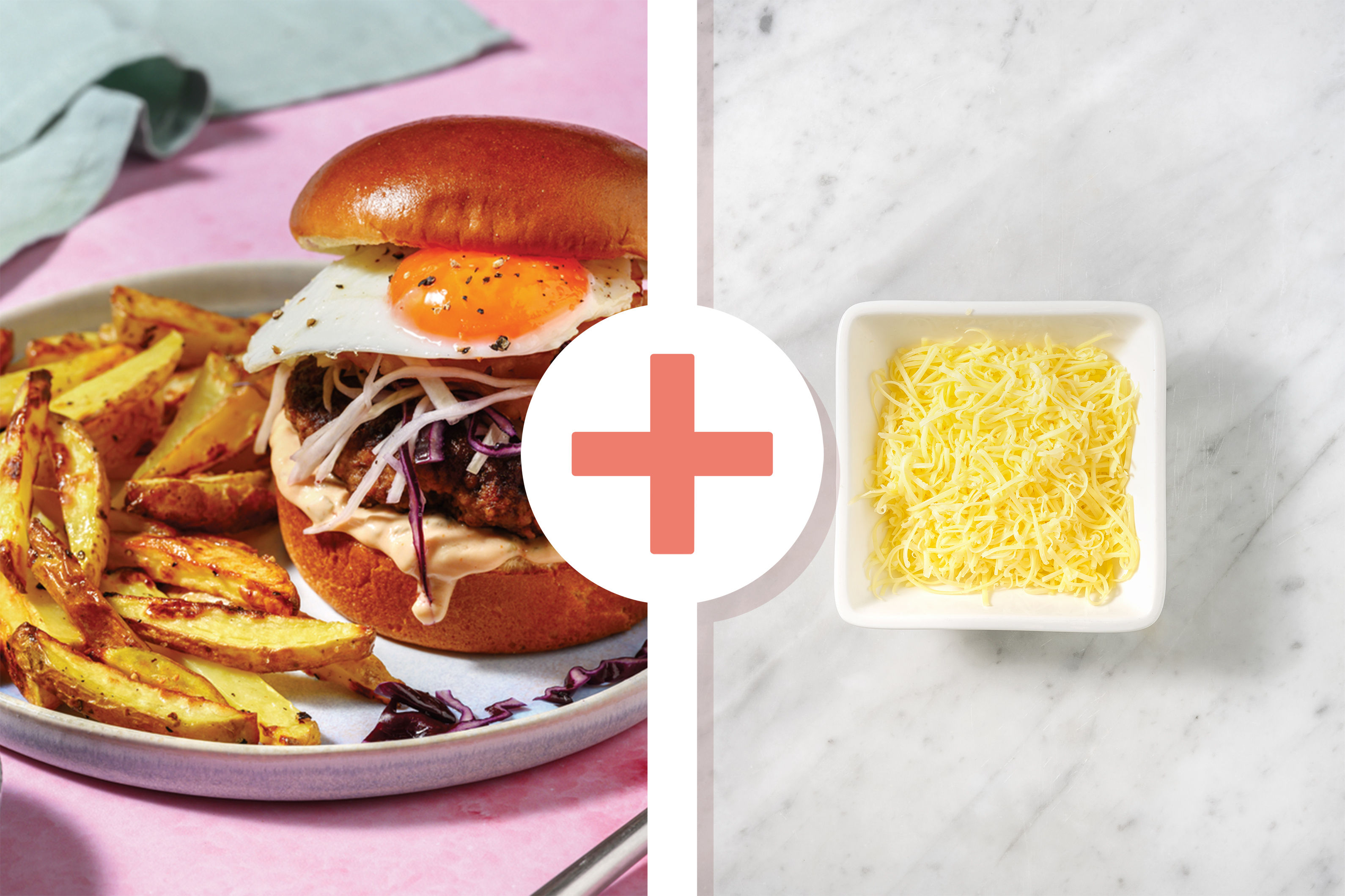 Loaded Beef Burger & Cheesy Potato Fries Recipe | HelloFresh