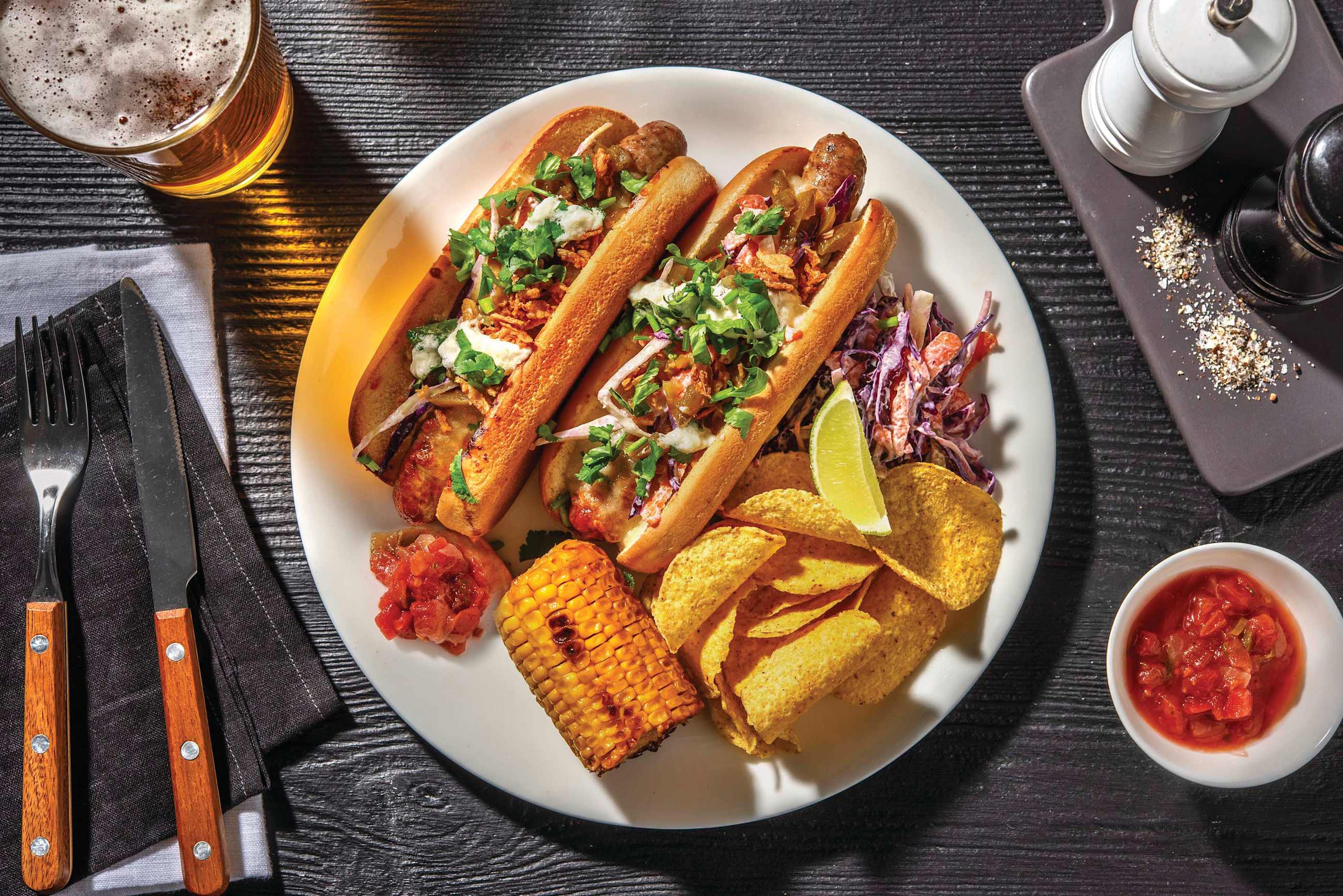 Loaded Cheesy Pork Hot Dogs Recipe | HelloFresh