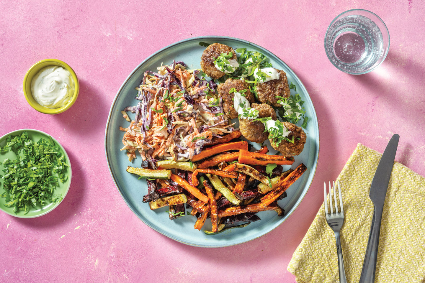 Beef Rissoles & Rainbow Fries Recipe | HelloFresh