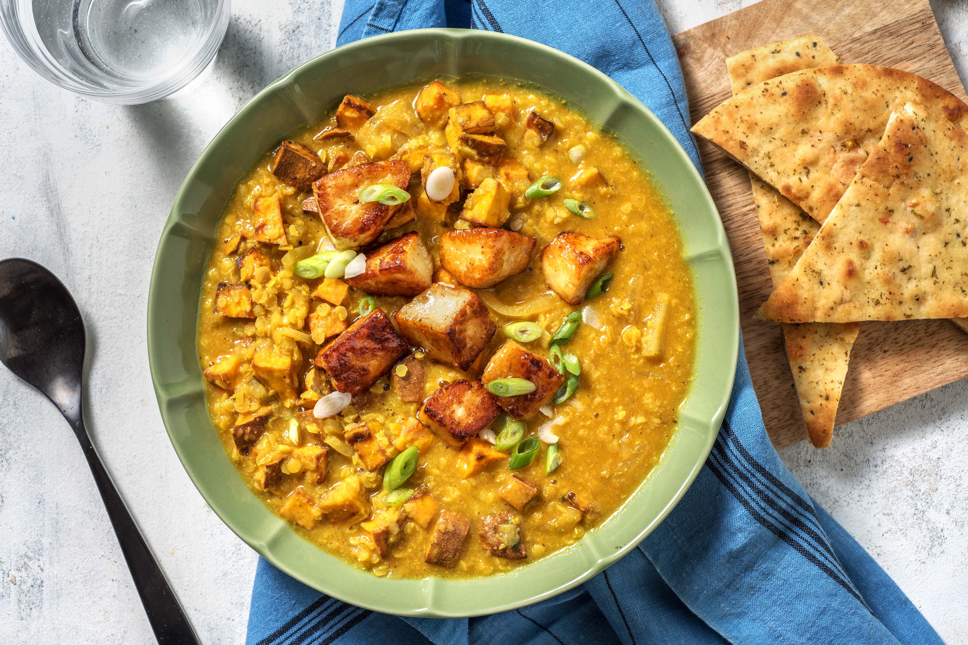 Mango Coated Halloumi Sweet Potato Dal Recipe | HelloFresh