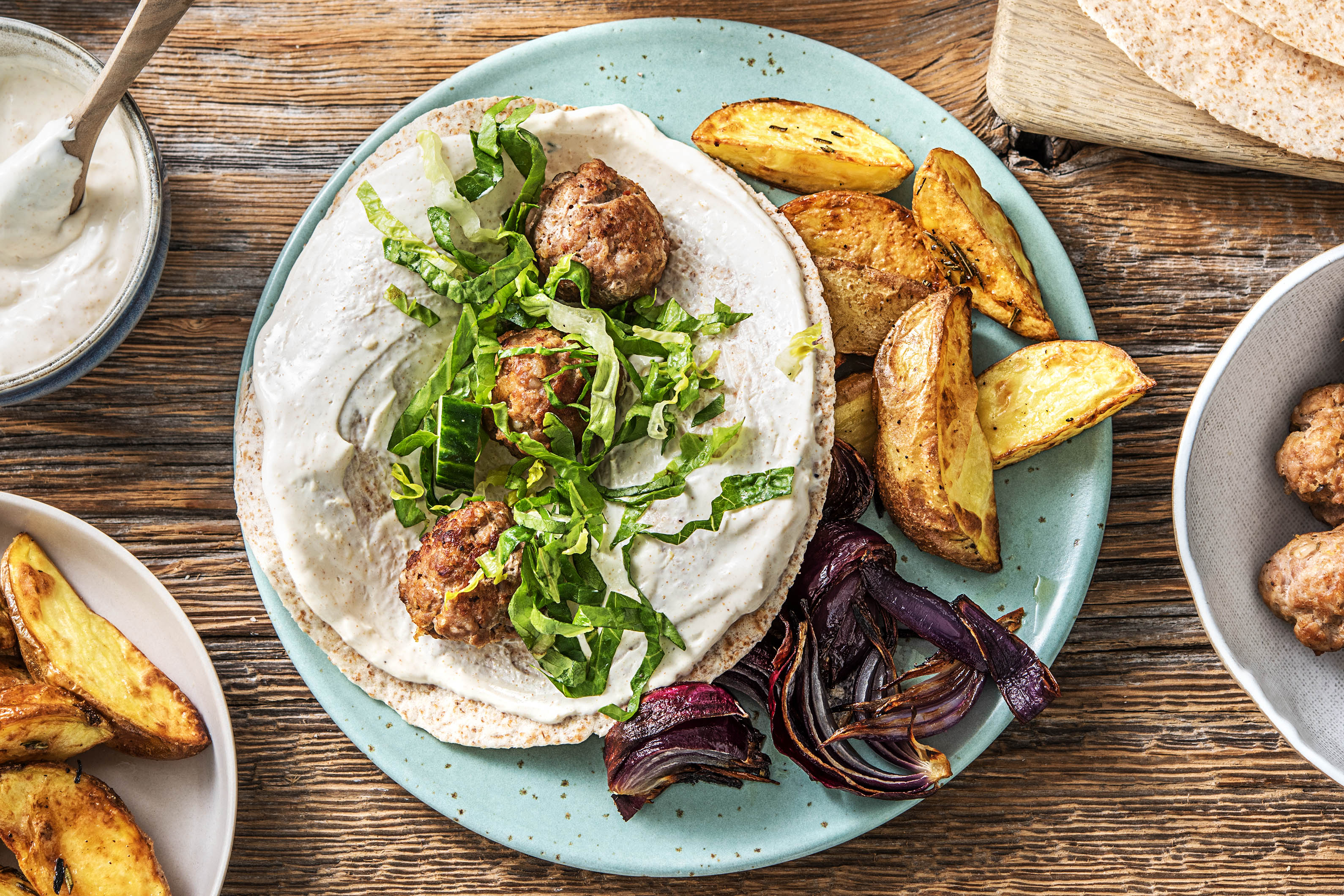 Meatball Wraps with Wedges and Dip Recipe | HelloFresh